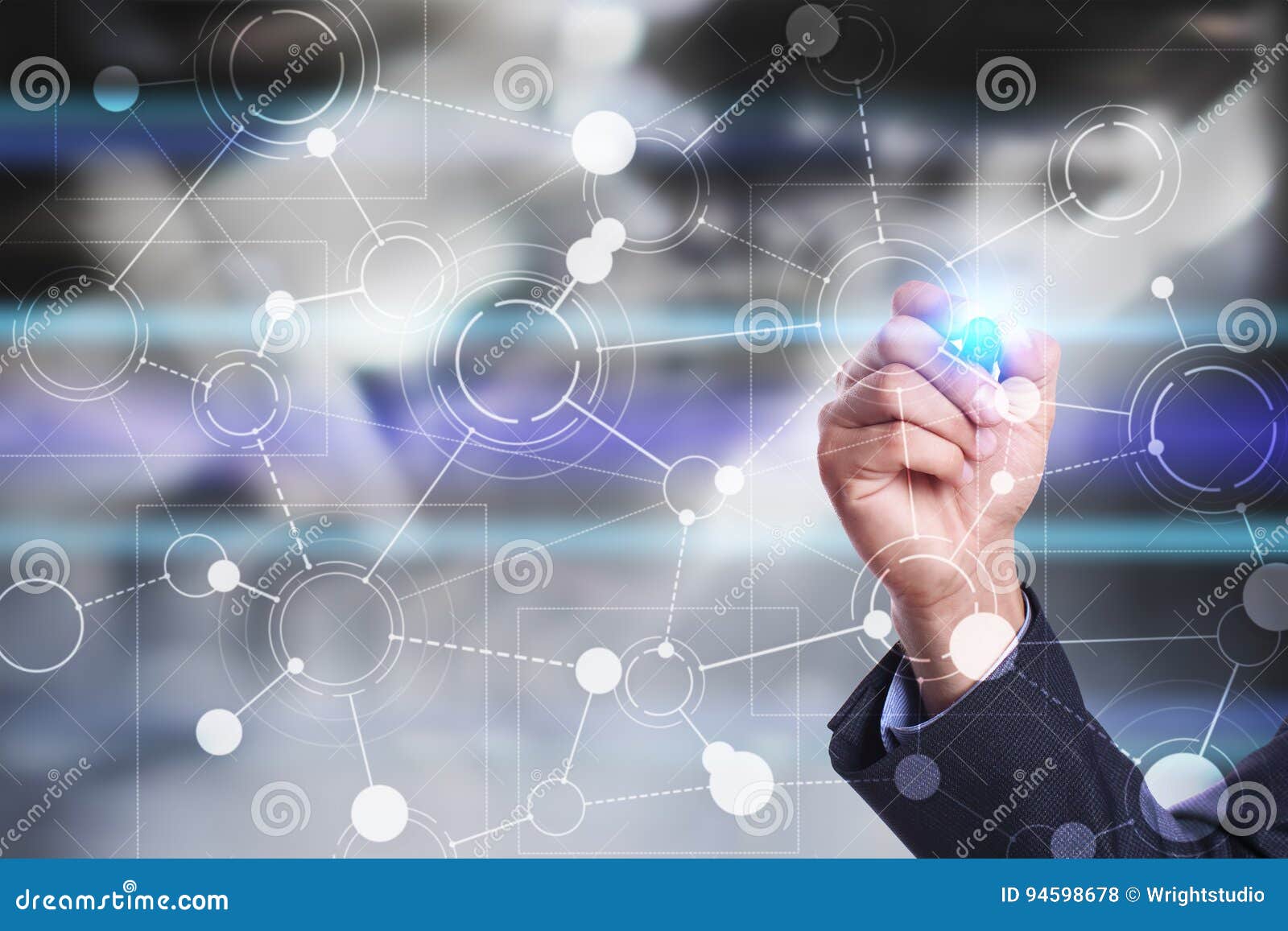 Template for Text, Virtual Screen Background with Icons. Technology ...