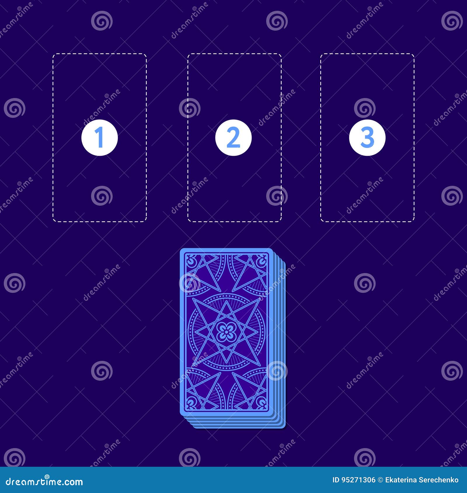 Three Tarot Card Spread. Reverse Side Vector Illustration ...