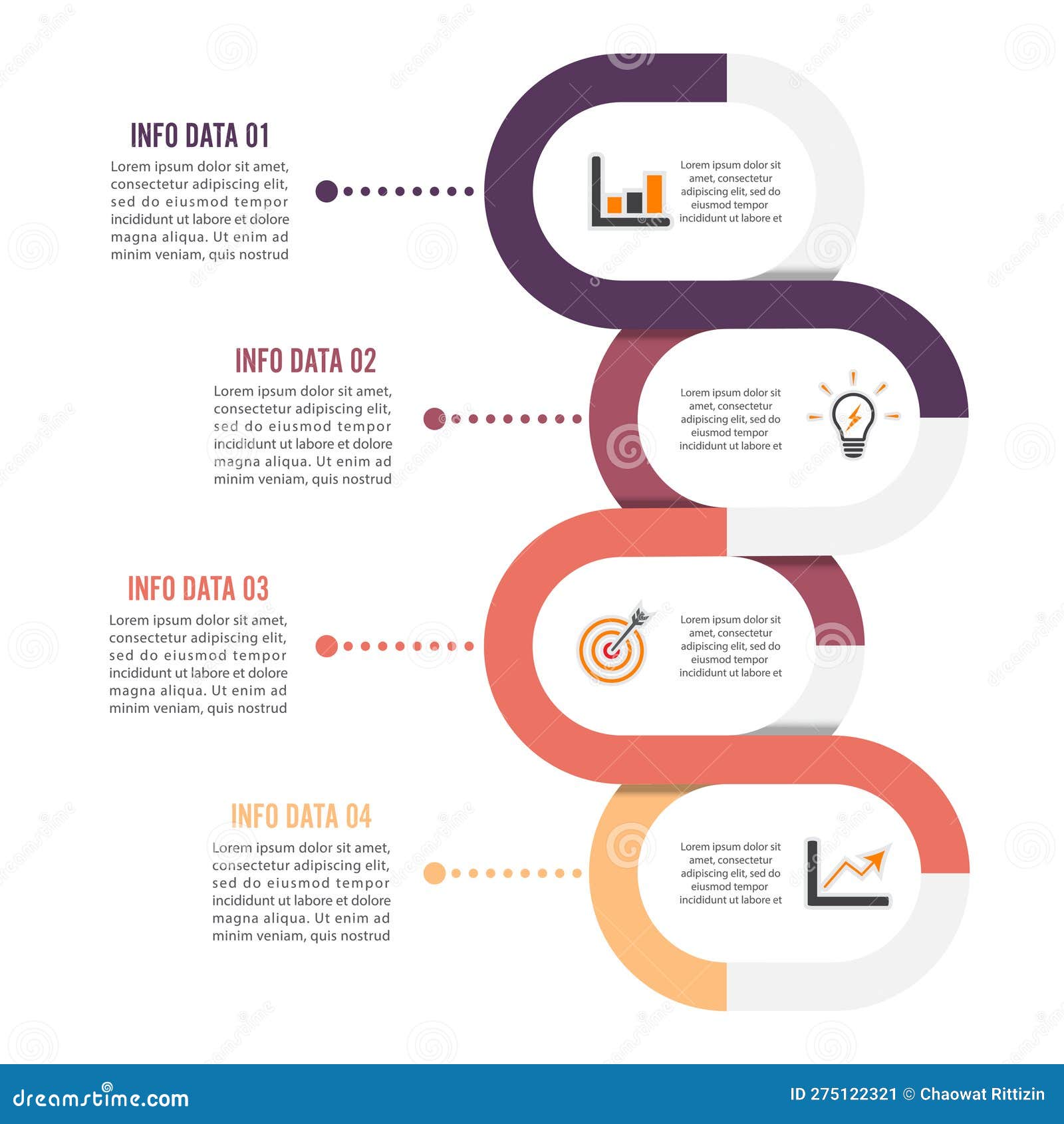 Template Timeline Infographic Colored Horizontal Numbered for Four ...