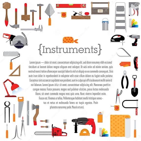 Template with tools. stock vector. Illustration of brush - 87605130