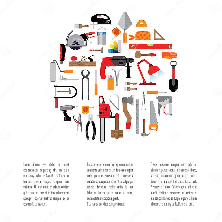 Template with tools stock vector. Illustration of flat - 87605201