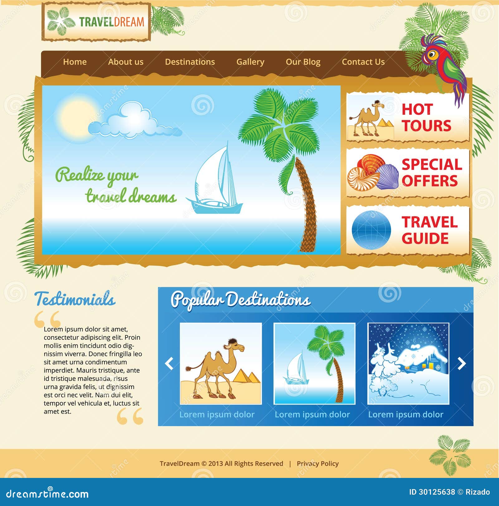 Template for Sea Travel Website Stock Vector - Illustration of ship ...