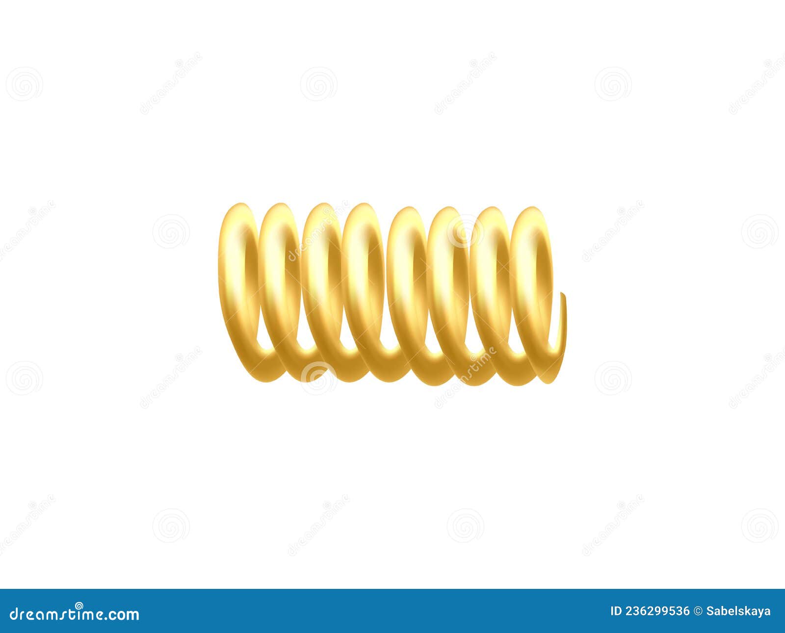 Template of Twisted Spiral Golden Spring, Realistic Vector Illustration ...