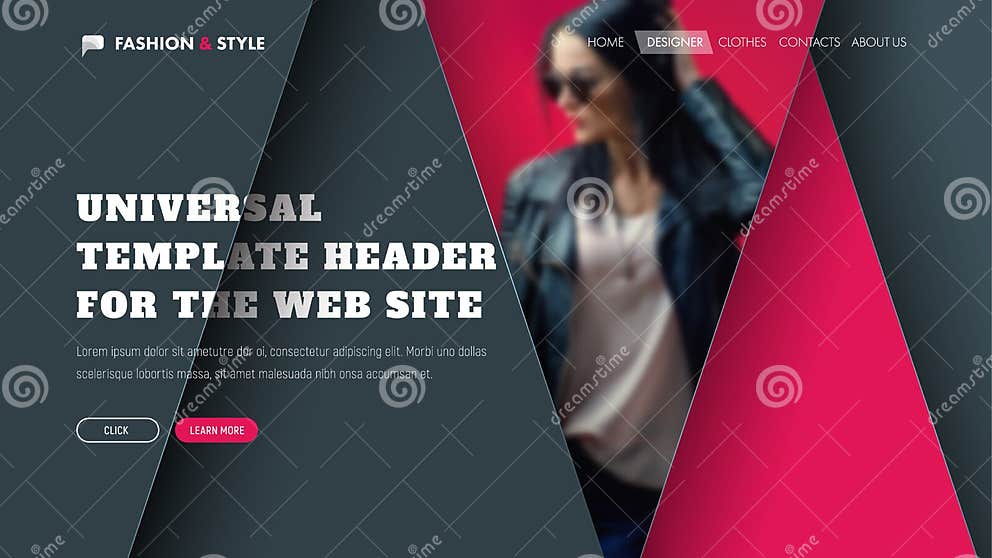 Template of a Universal Header with Triangular Elements and a Pl Stock ...