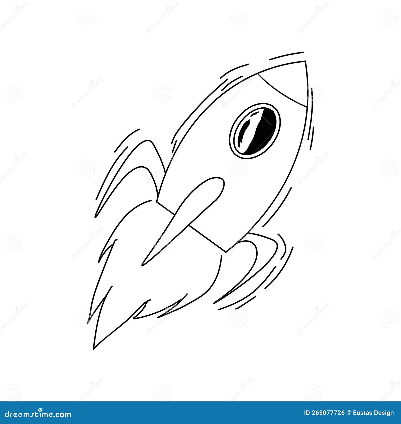 Rocket Doodle Line Art stock vector. Illustration of science - 263077726
