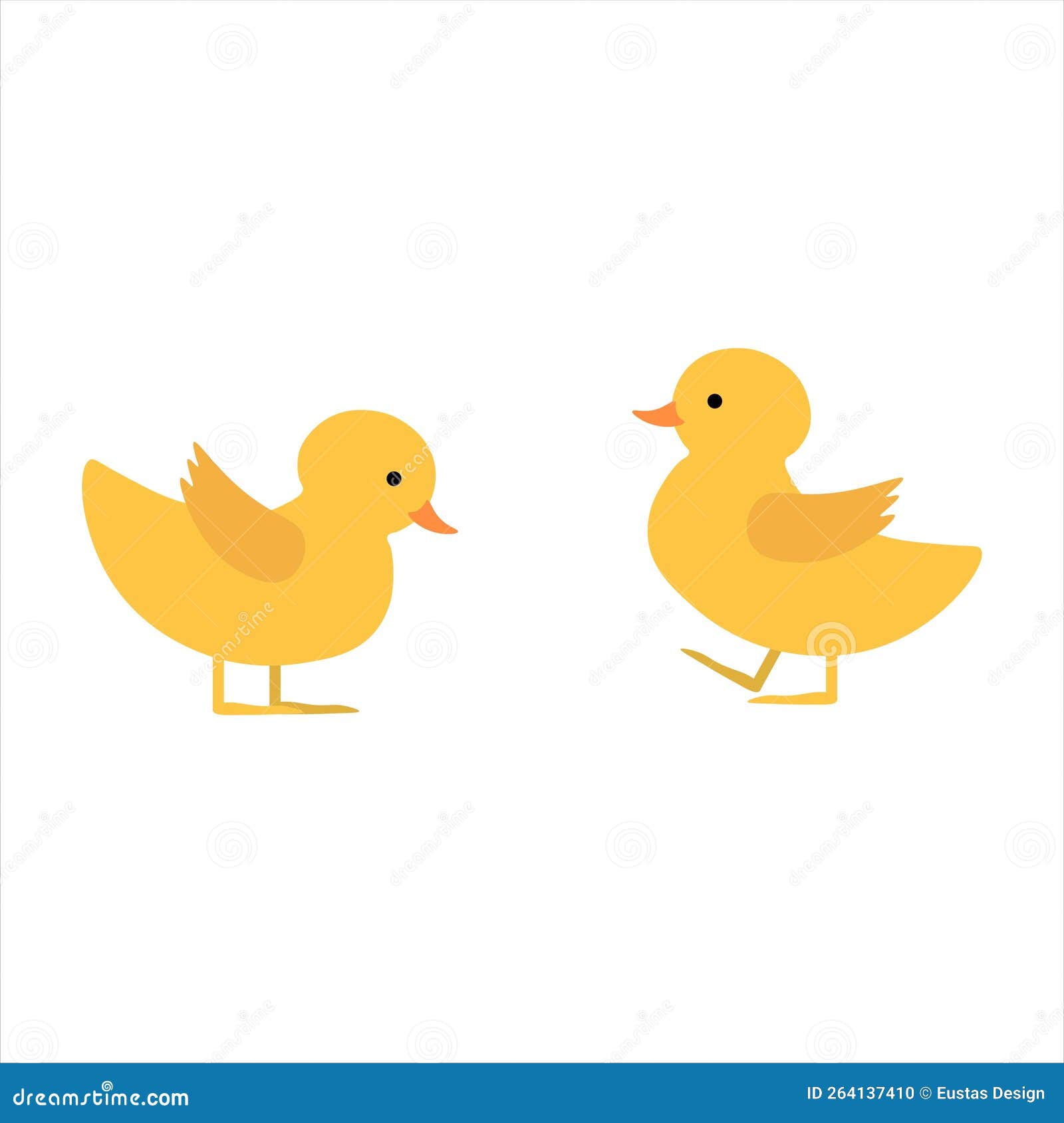 Two Cute Ducklings stock vector. Illustration of bird - 264137410