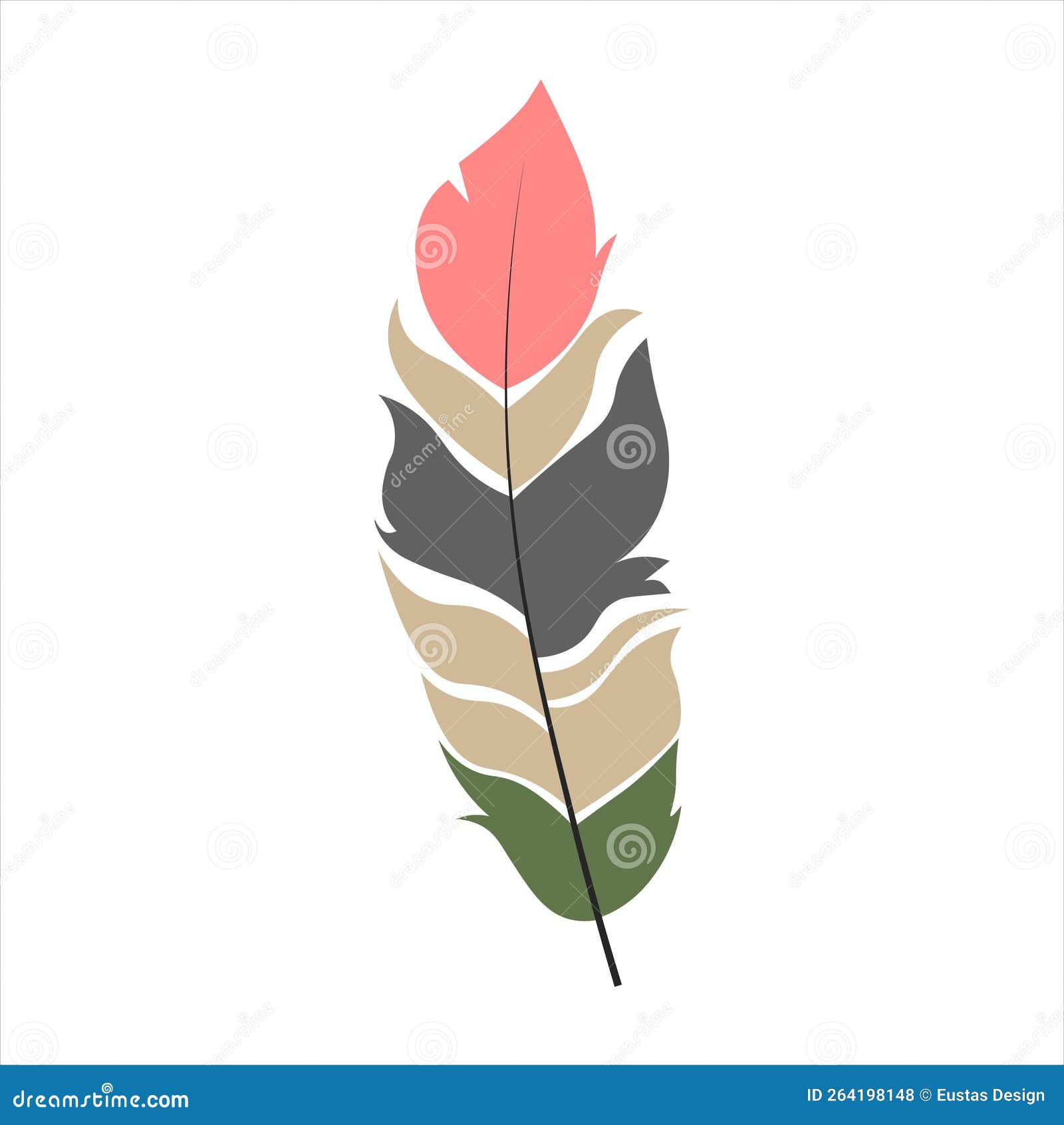Boho Feather Design Vector stock vector. Illustration of font - 264198148