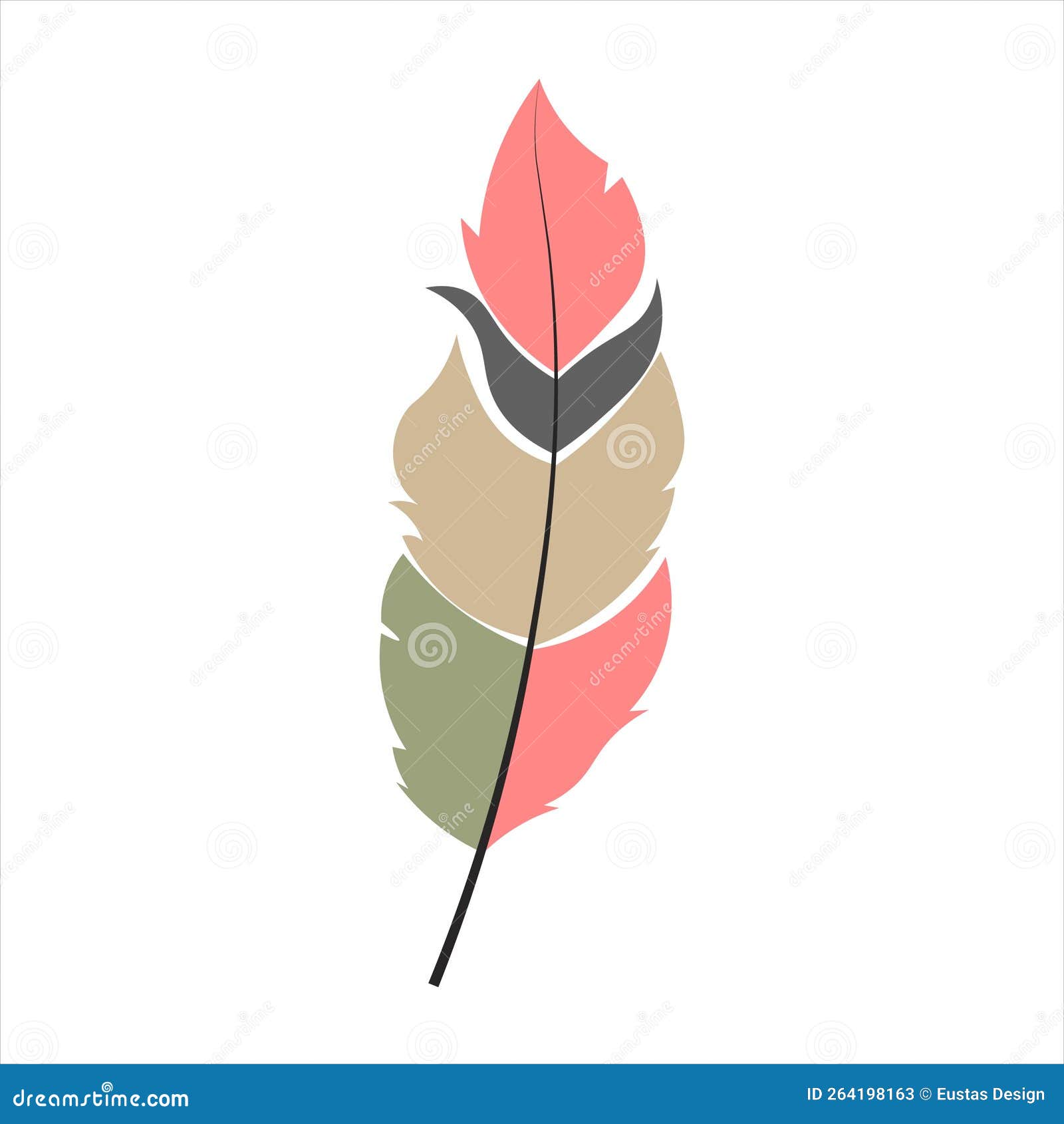 Boho Feather Design Vector stock vector. Illustration of style - 264198163