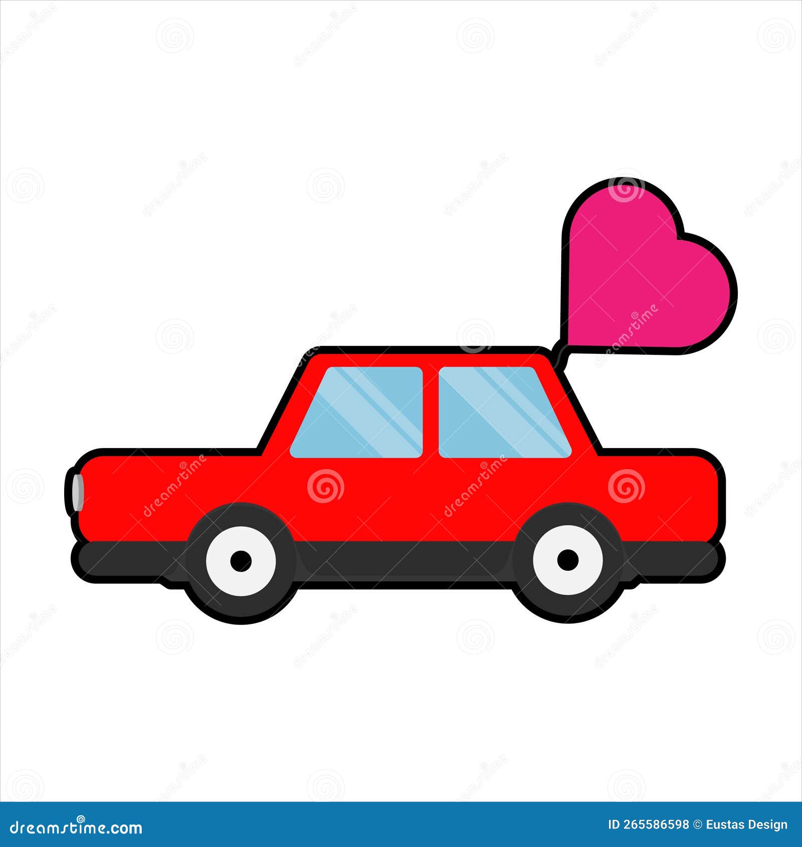 Red Car Carrying Valentine Hearts Stock Vector - Illustration of ...