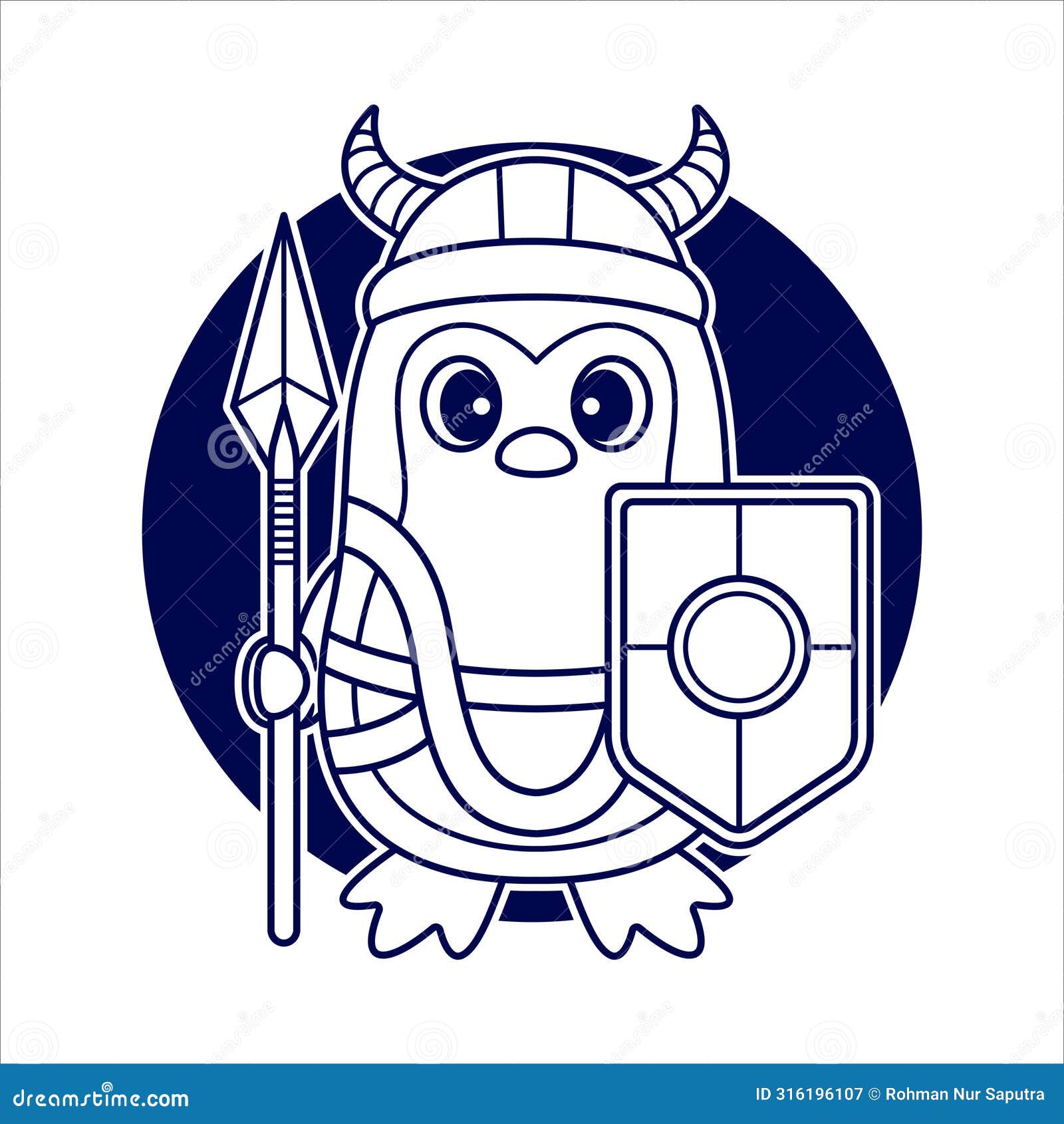 Adorable Penguin with Medieval Warrior Costume Holding Shield and Spear ...