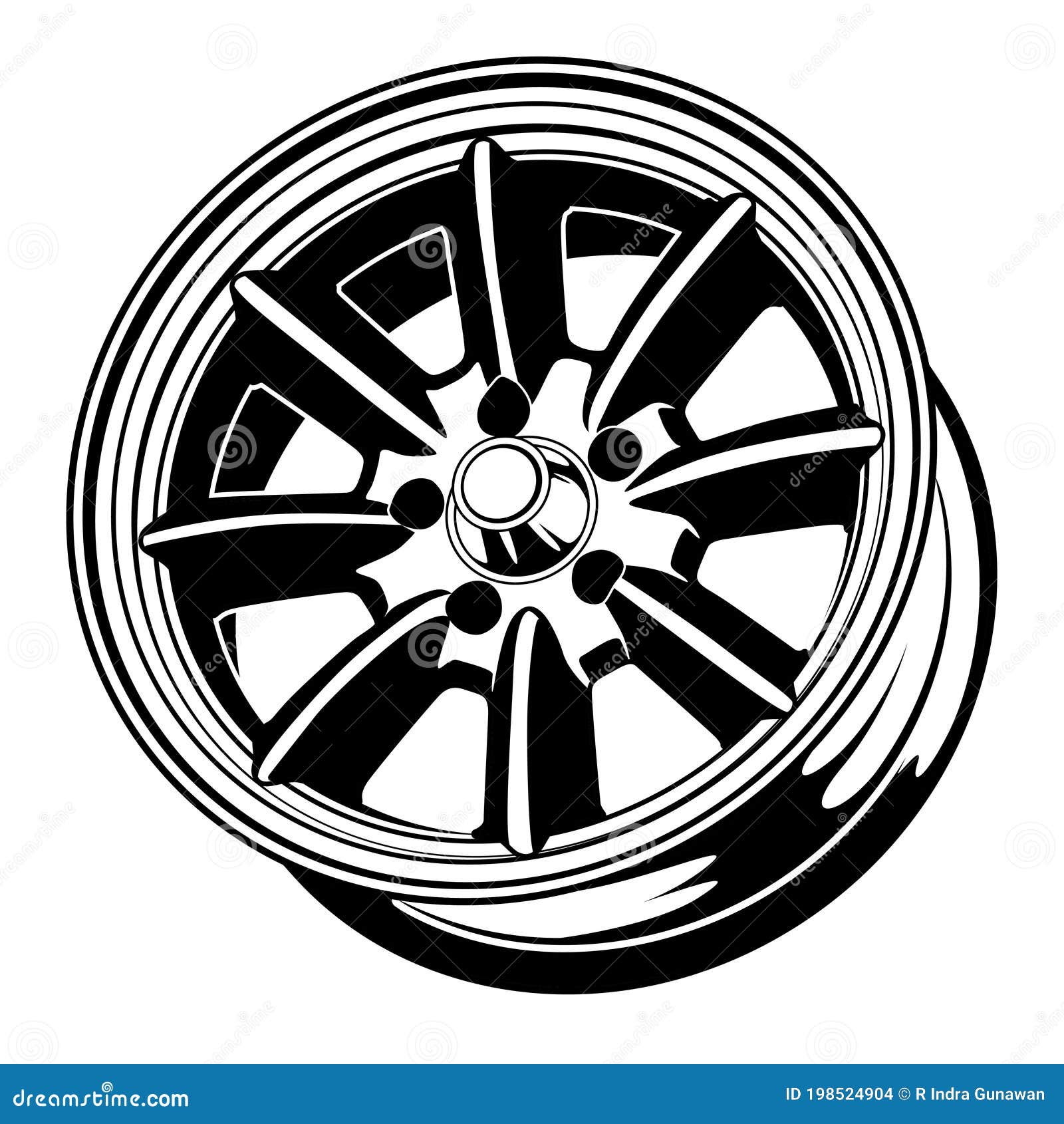 Car Wheel Line Art Vector Illustration Stock Vector - Illustration of ...