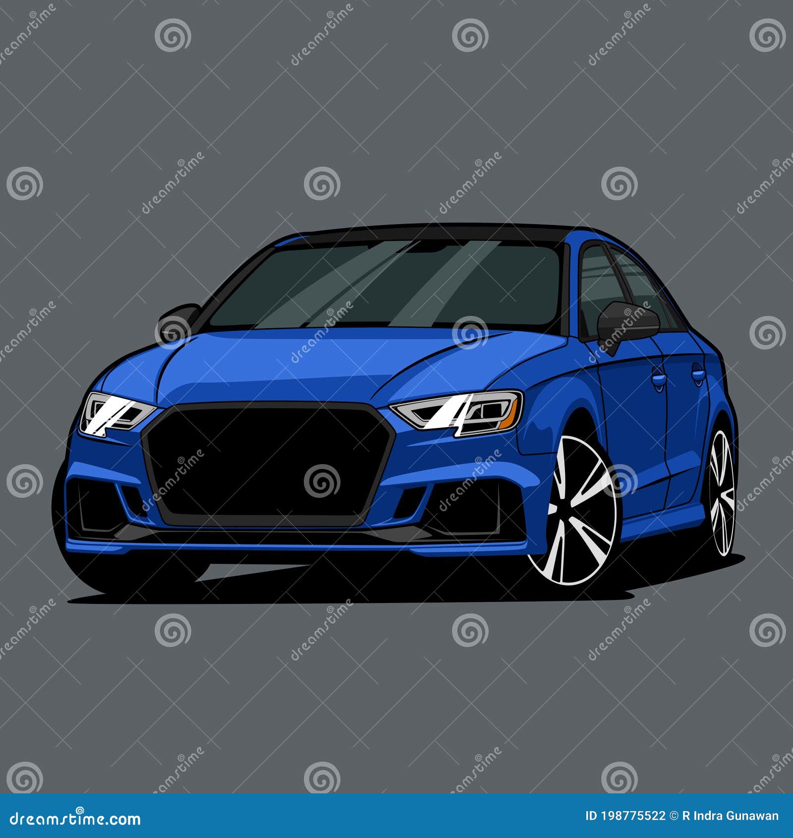 Blue Sedan Car Illustration Stock Vector - Illustration of auto, modern ...