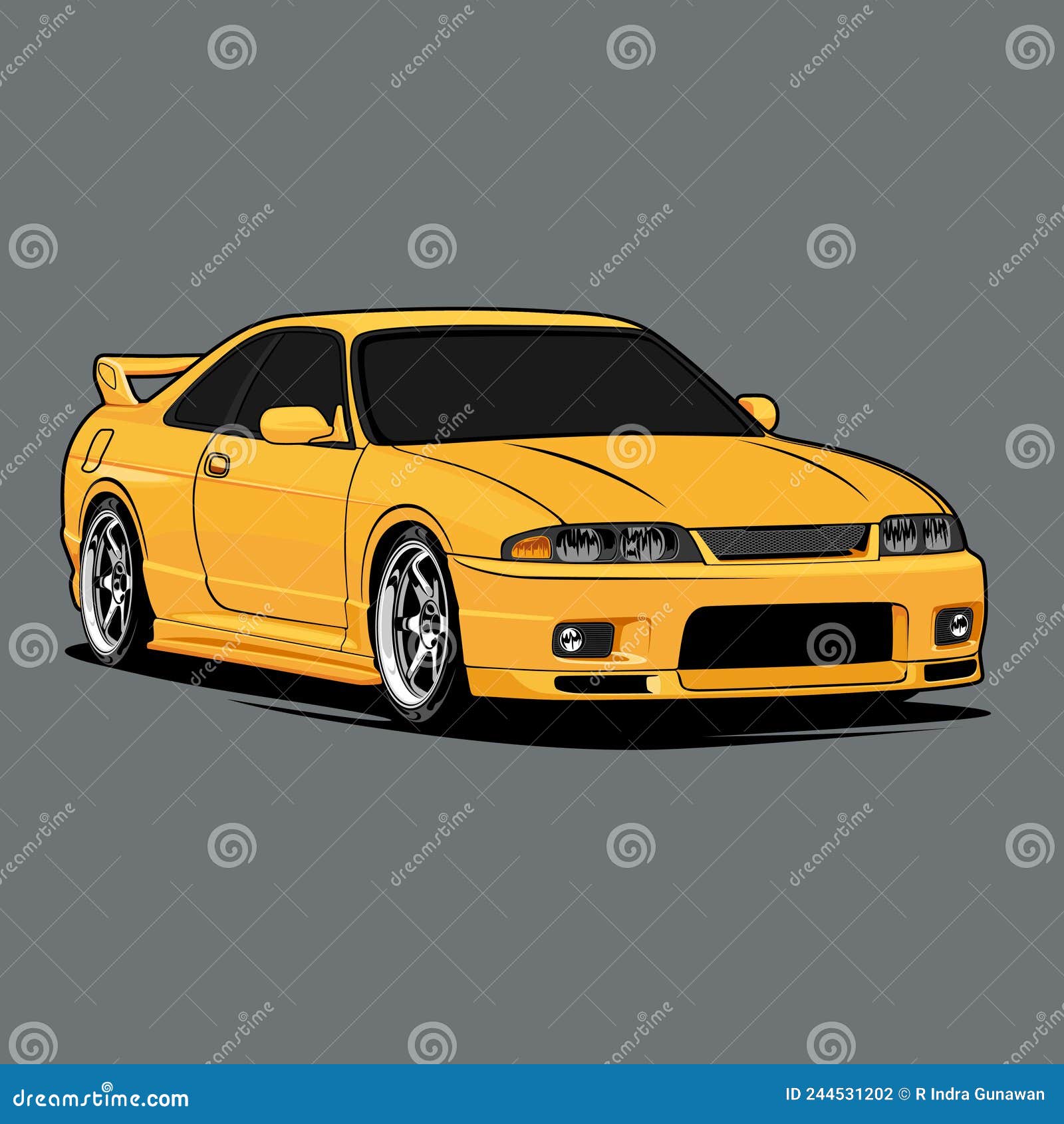 Yellow Skyline R33 Car Vector Illustration Stock Vector - Illustration ...