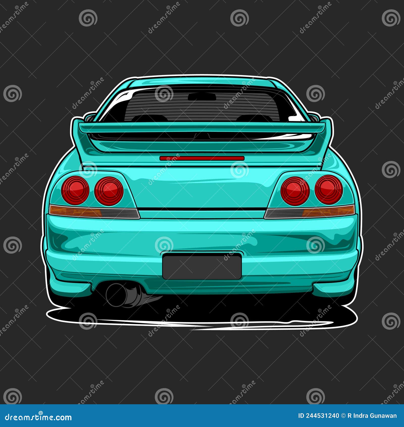 Skyline R33 Back View Car Illustration Stock Vector - Illustration of ...