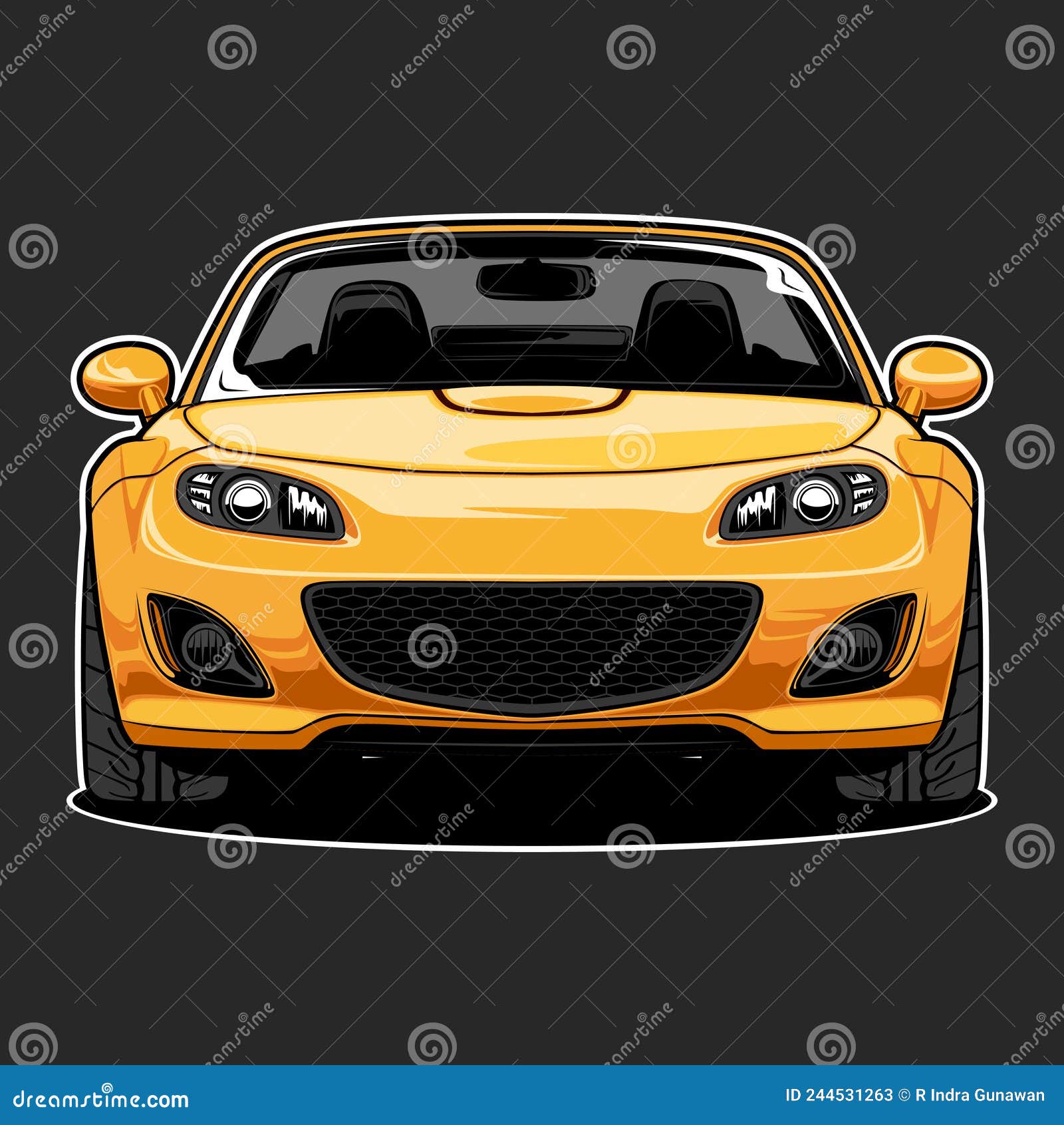 Yellow Miata MX-5 Car Illustration For Conceptual Design Cartoon Vector ...