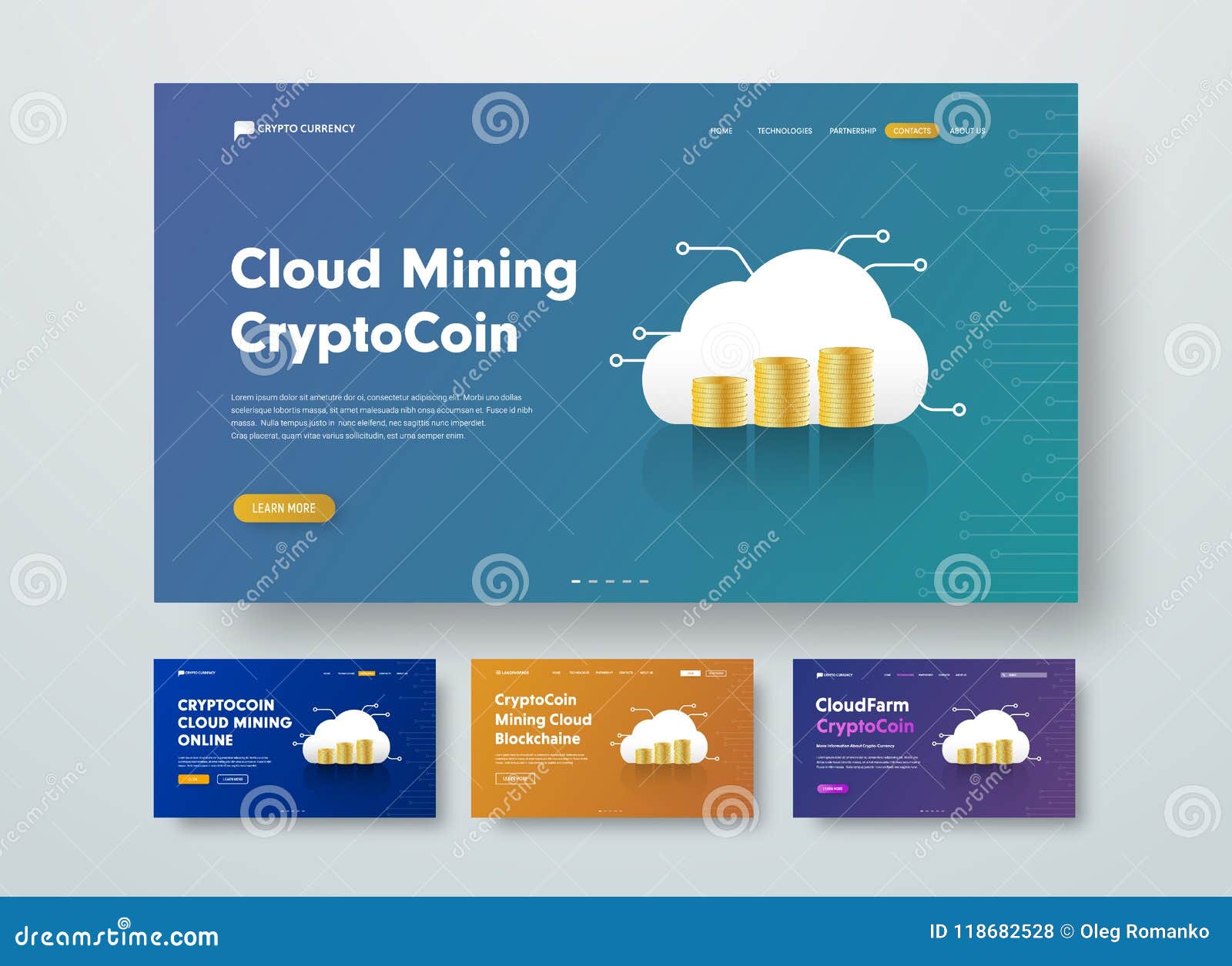 Template Vector Header for Cloud Mining Crypto-currency with Gold ...