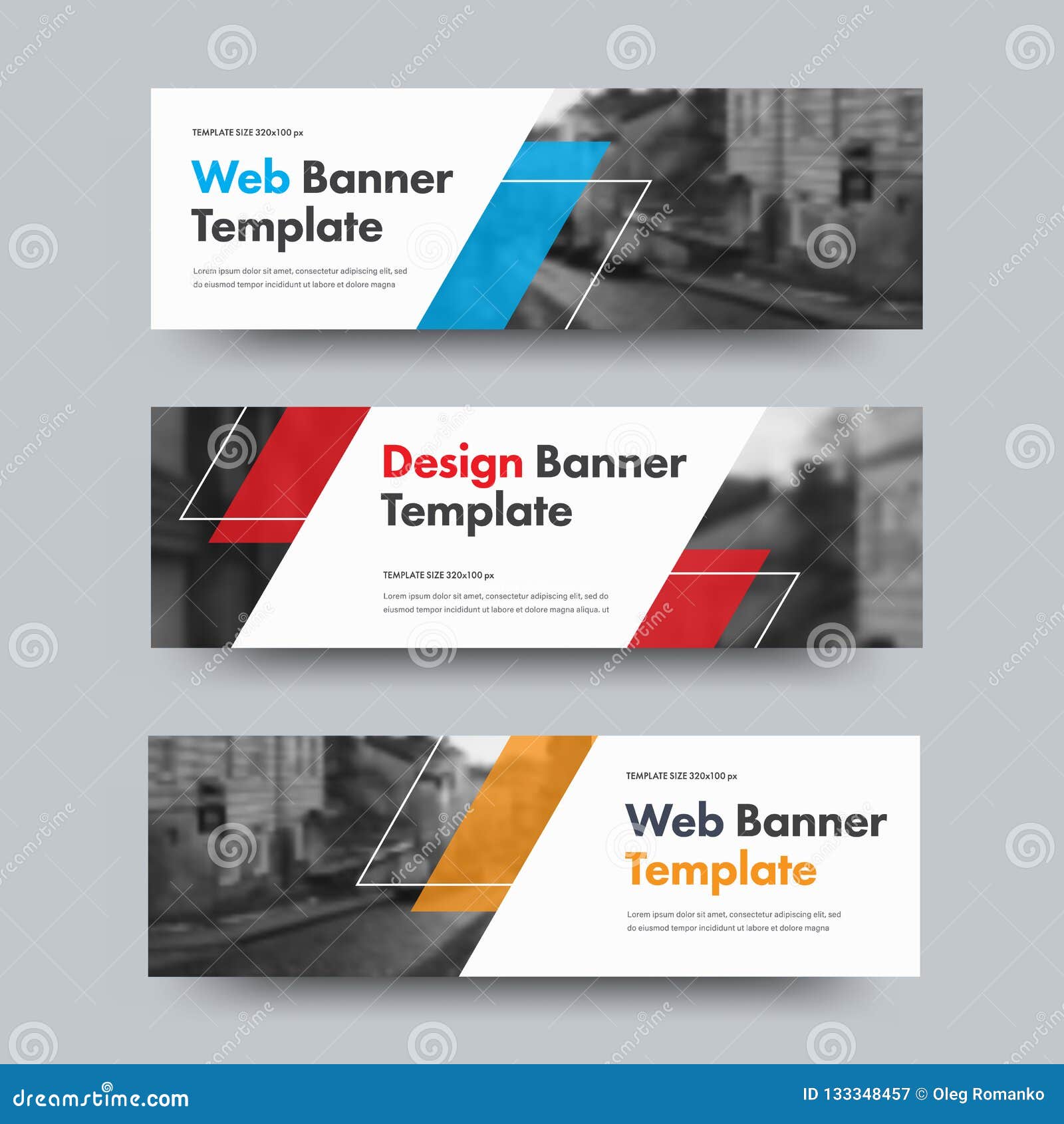 Template of Vector Horizontal Web Banners with Diagonal Color De Stock ...