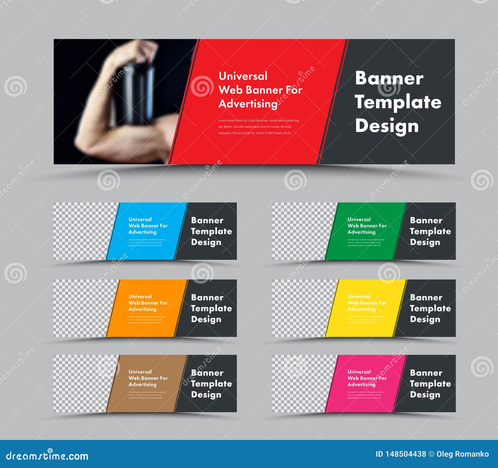 Template of Vector Horizontal Web Banners with Diagonal Elements and ...