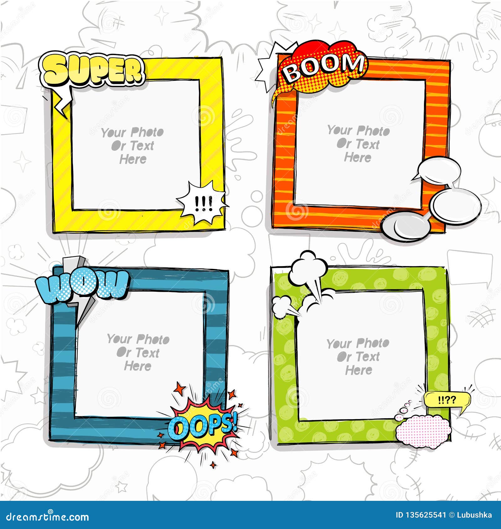 Template Vector Photo Frames Stock Vector - Illustration of doodle ...