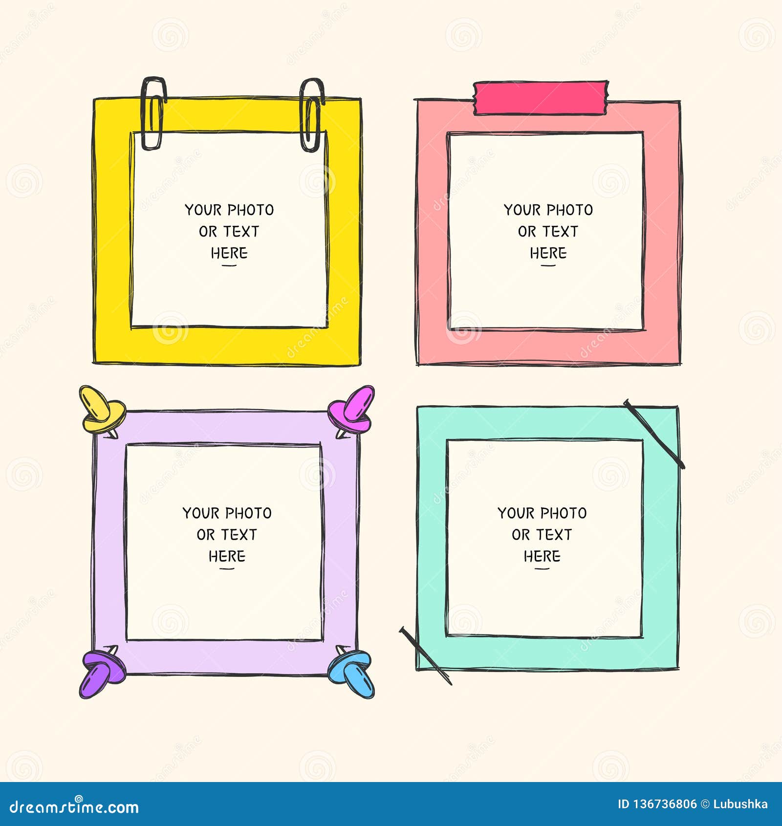 Template Vector Photo Frames Stock Vector - Illustration of pencil ...