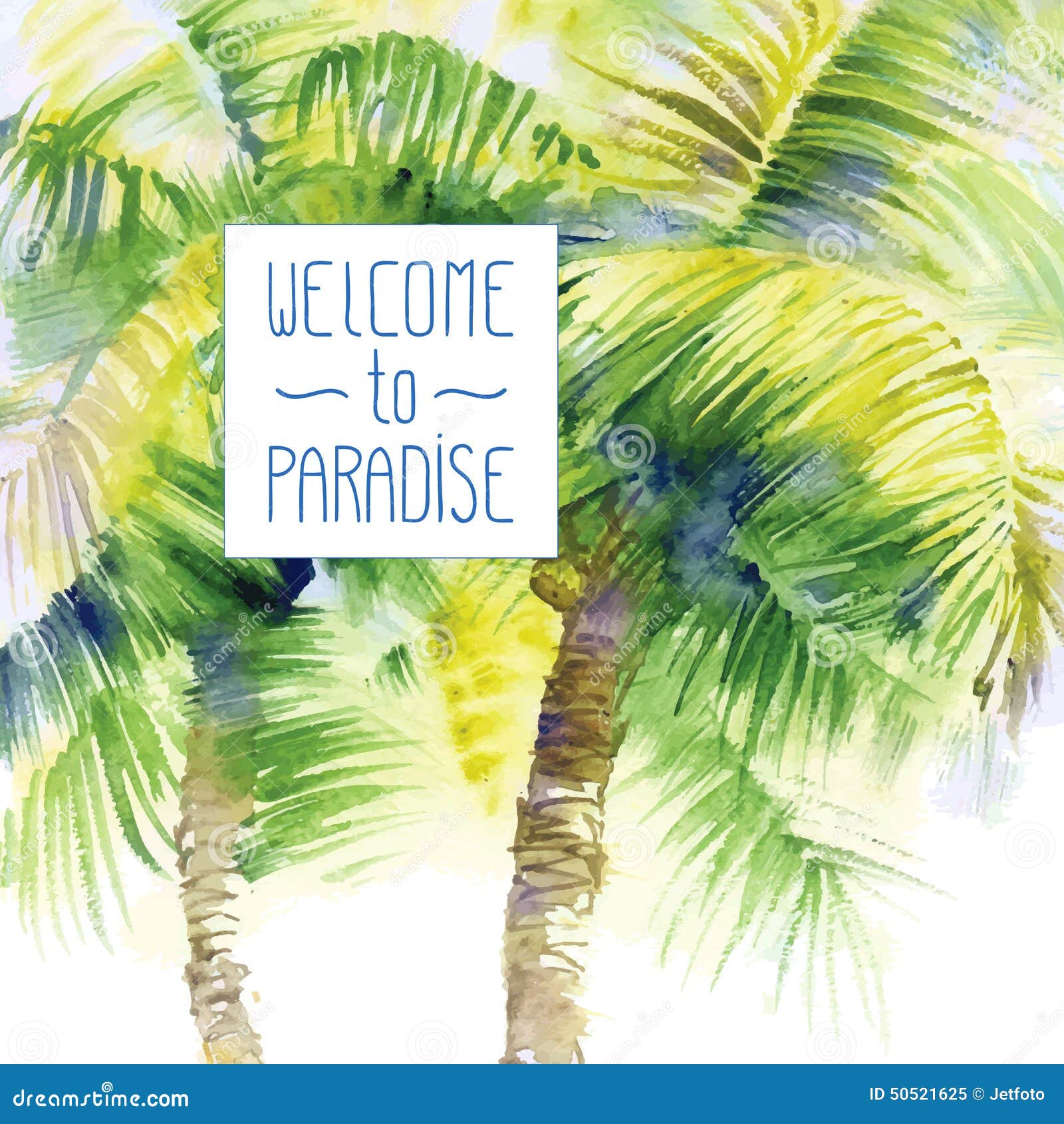 Template with Vector Watercolor Palms Stock Vector - Illustration of ...