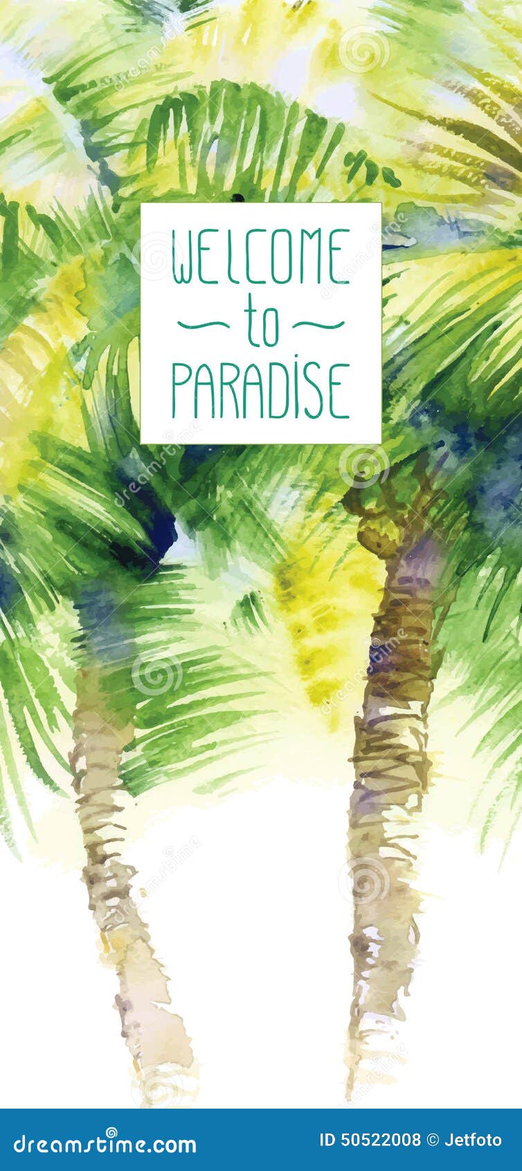 Template with Vector Watercolor Palms Stock Vector - Illustration of ...