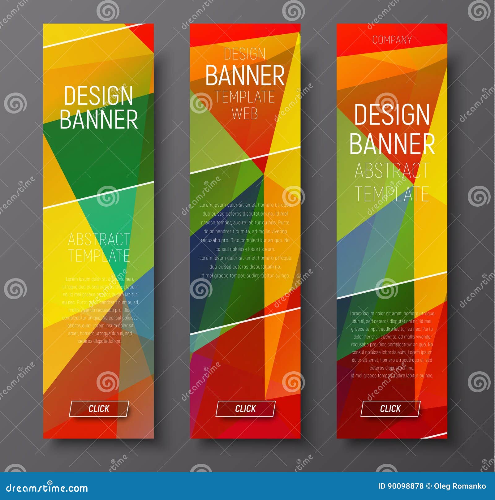 Template of Vertical Web Banners with Abstract Multi-color Polygonal ...
