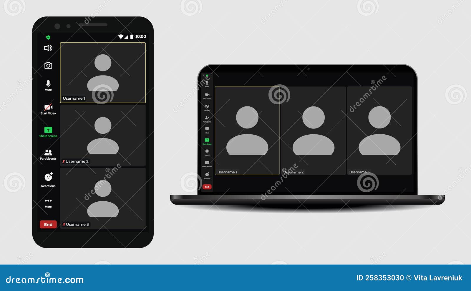 Video Conferencing User Interface. Online Conference Meeting. Stock ...