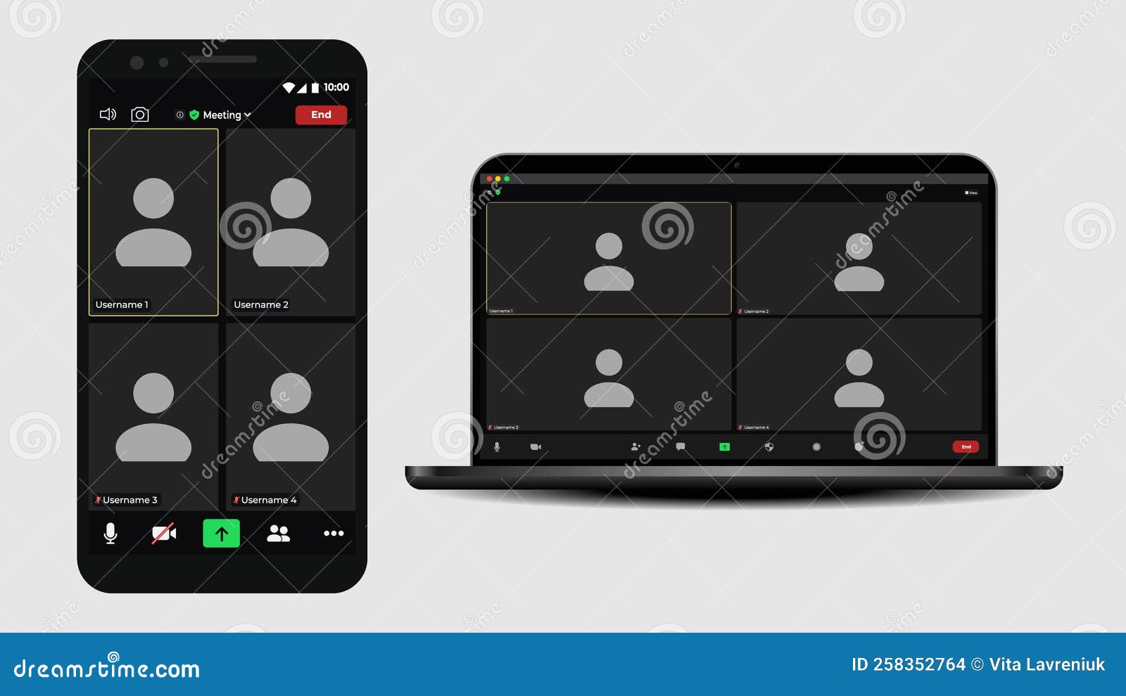Video Conferencing User Interface. Online Conference Meeting. Stock ...