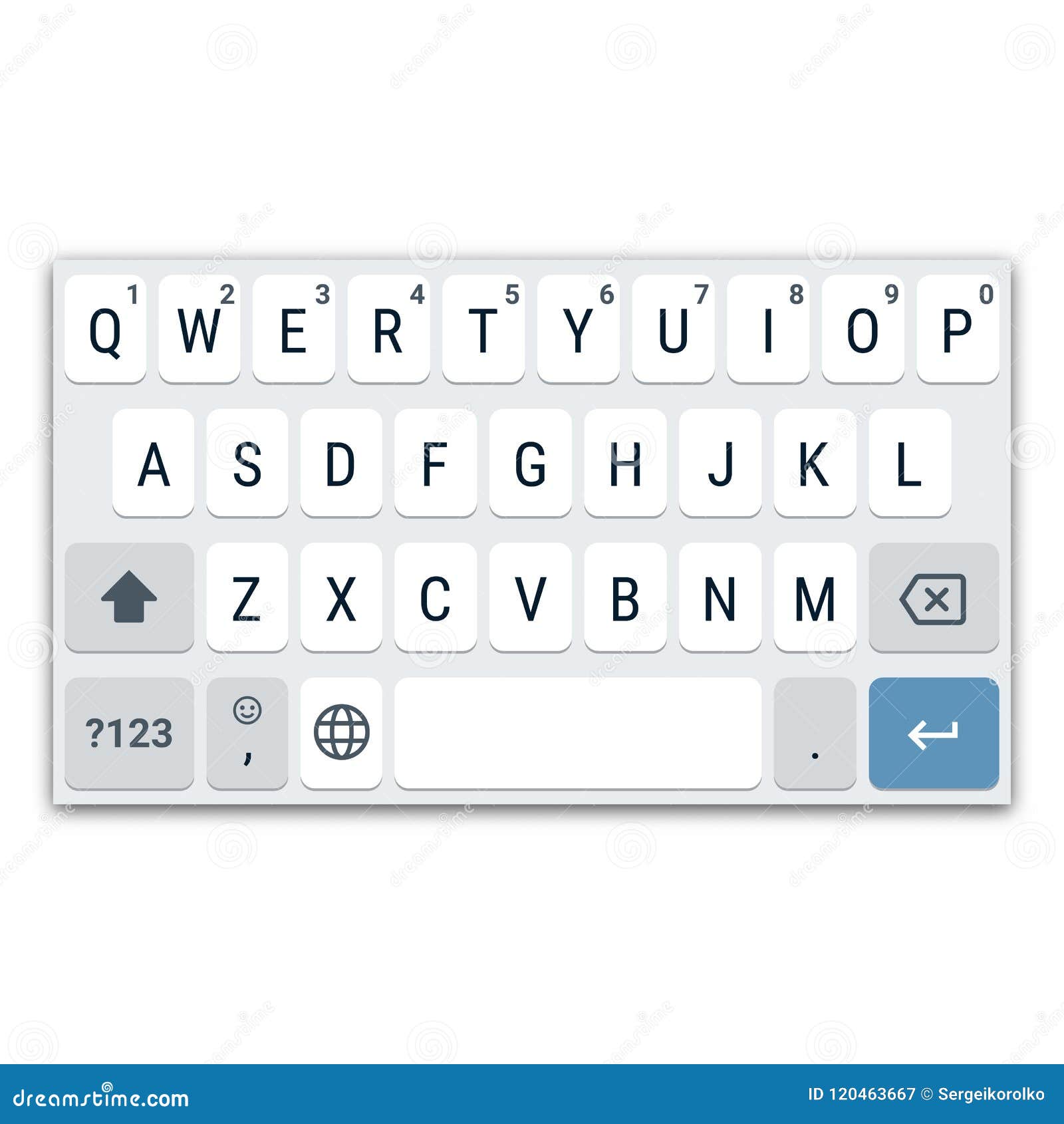 Virtual Keyboard For Smartphone With Qwerty Layout And Uppercase