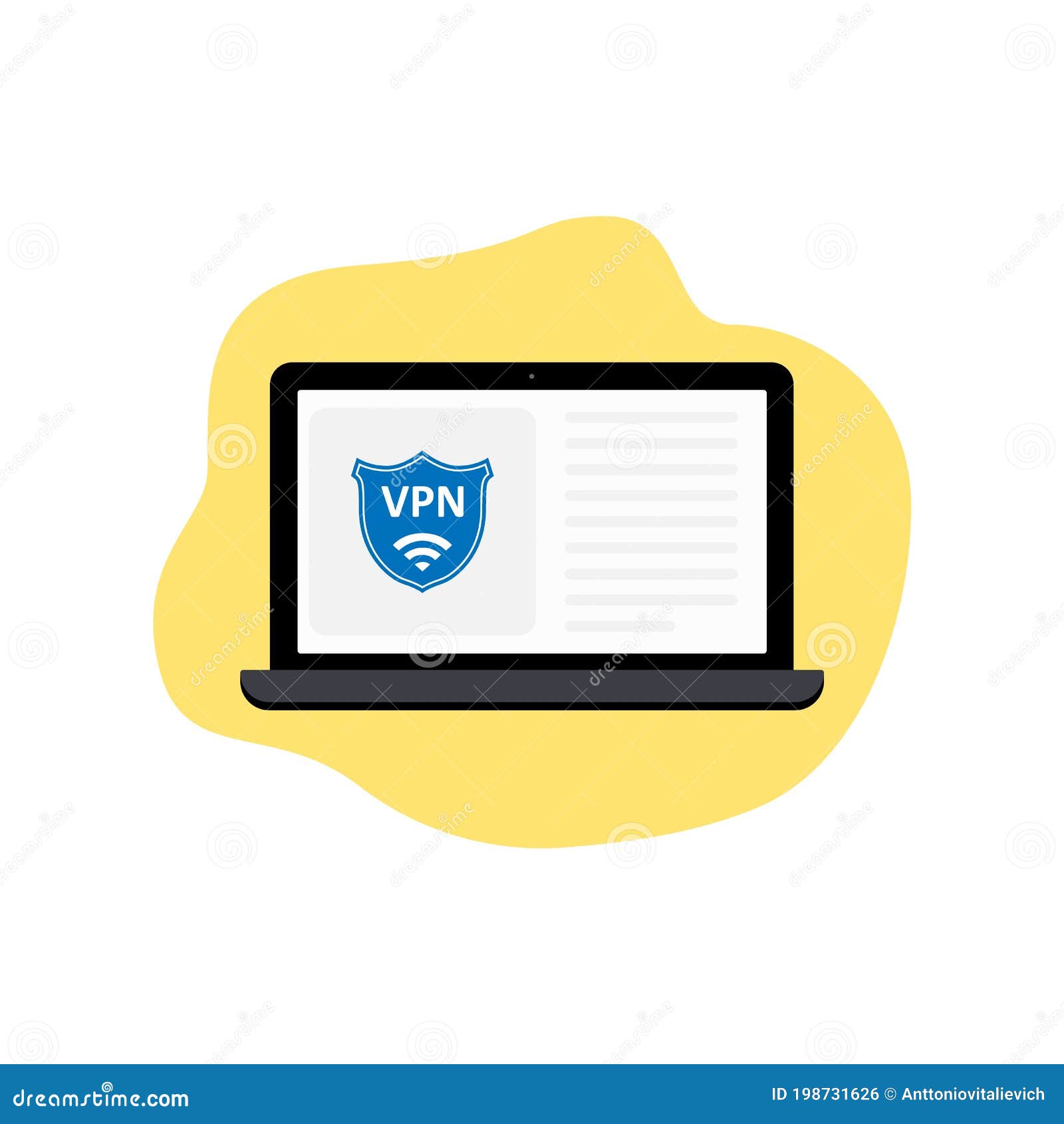 Template Virtual Private Network. VPN Icon on Laptop Screen. WiFi ...