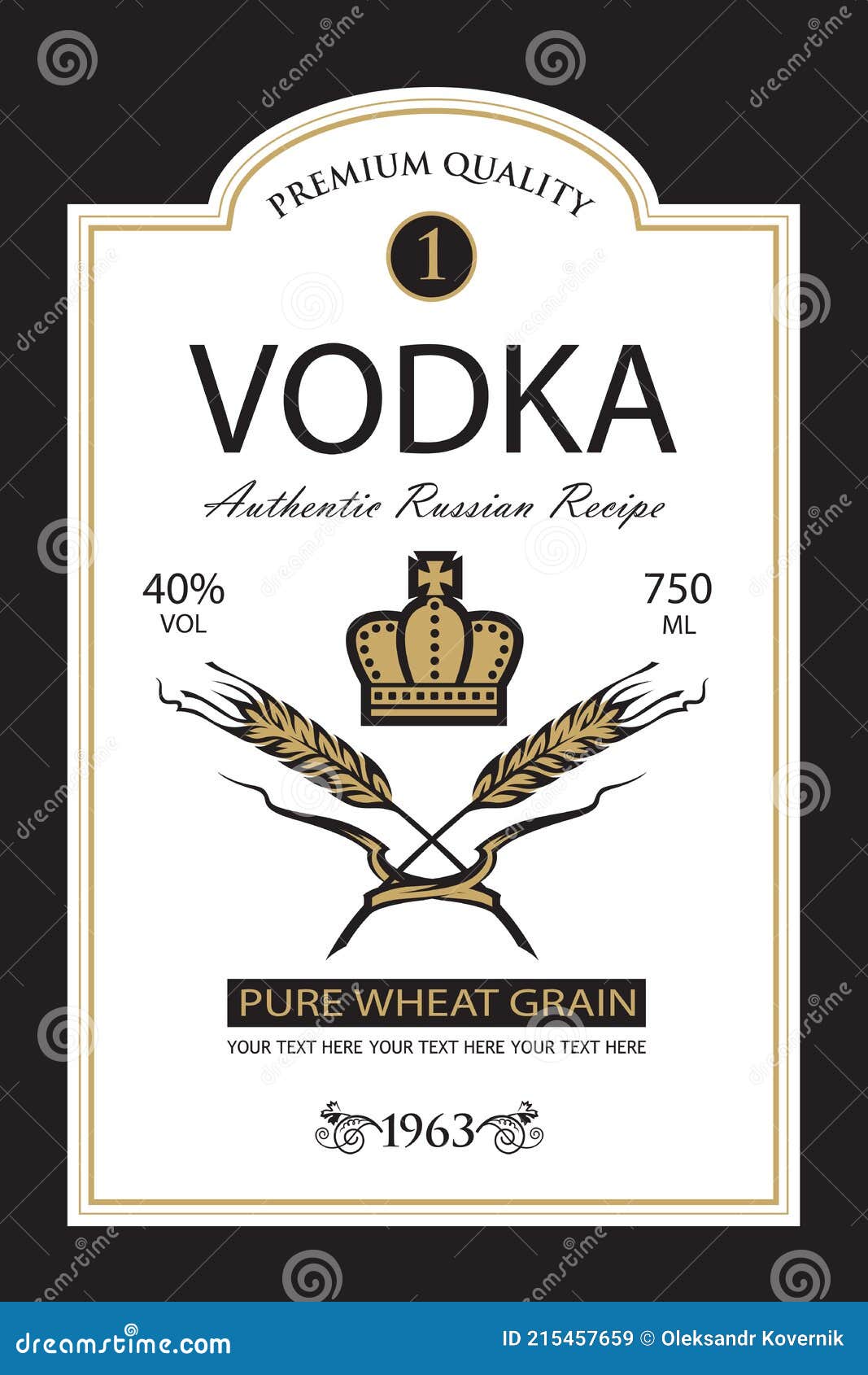 Template vodka label stock vector. Illustration of cognac - 215457659
