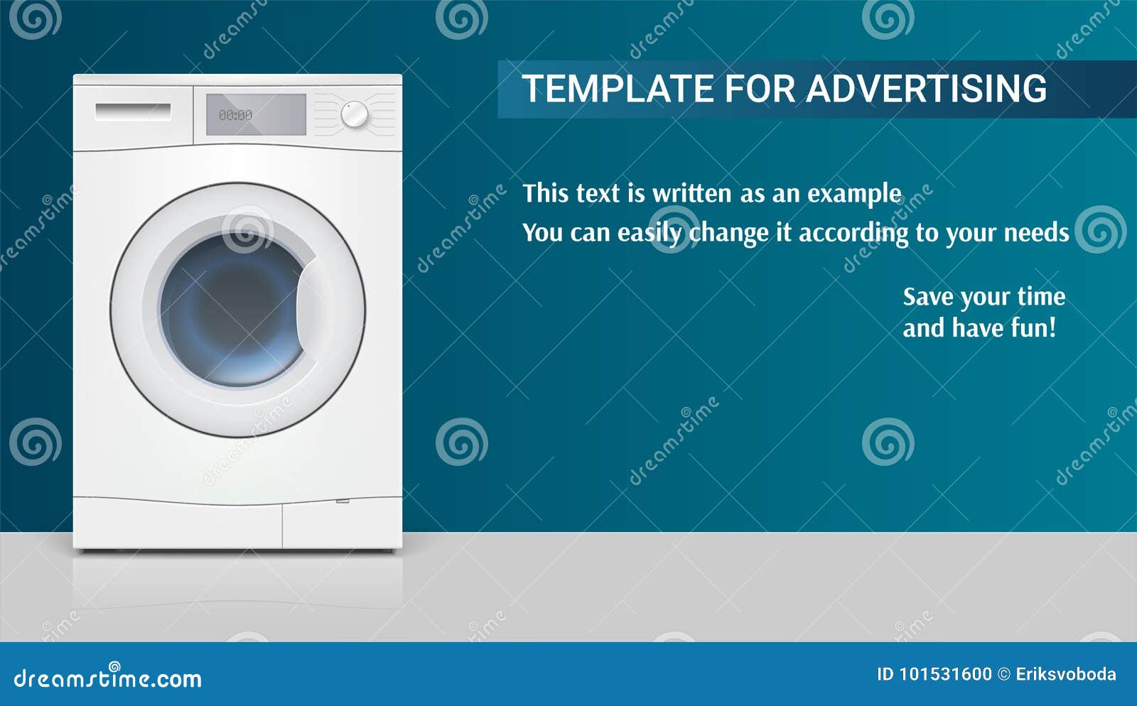 Template with Washing Machine for Advertisement on Horizontal Long ...