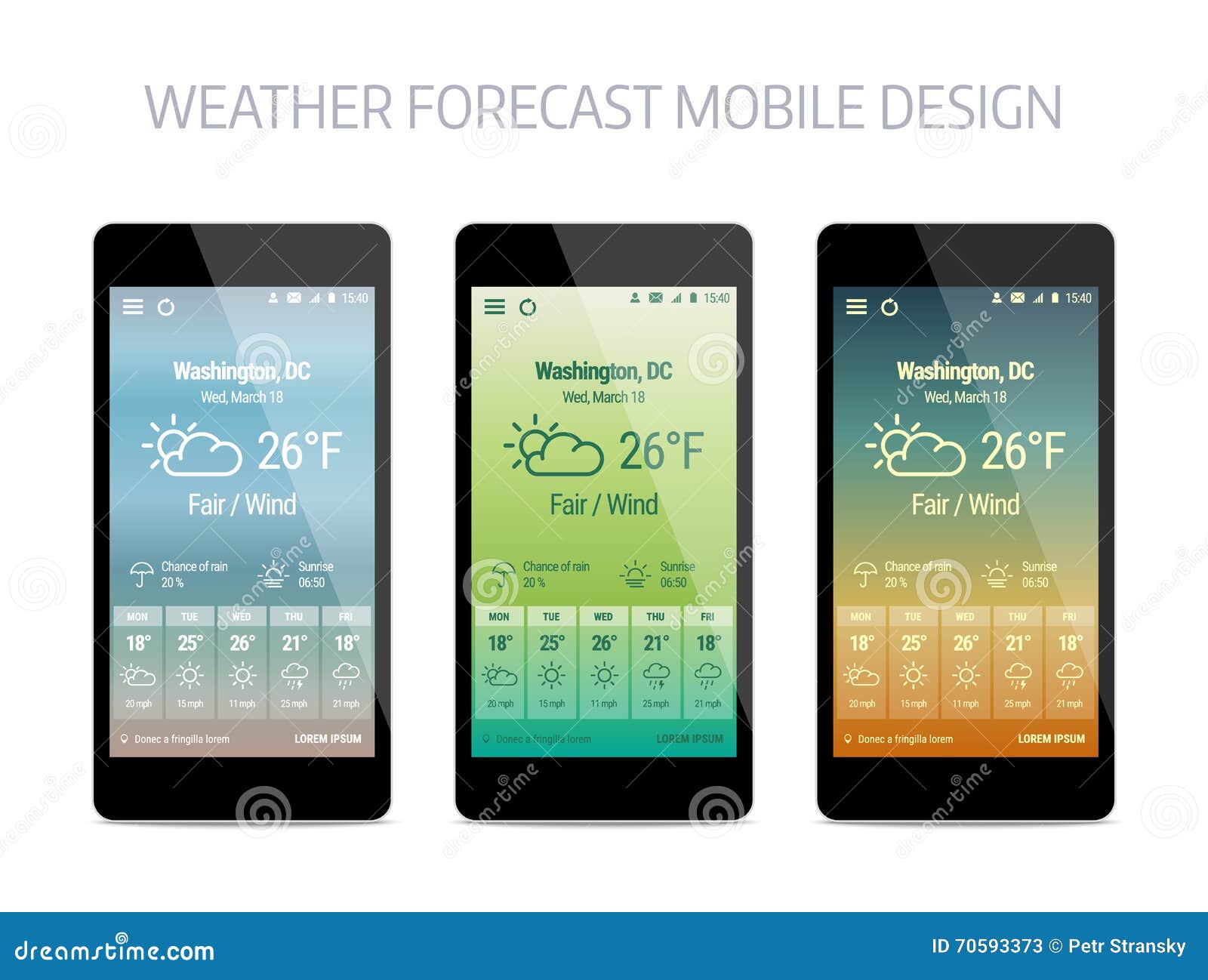 Template of Weather Forcast Mobile Aplication. Stock Vector ...