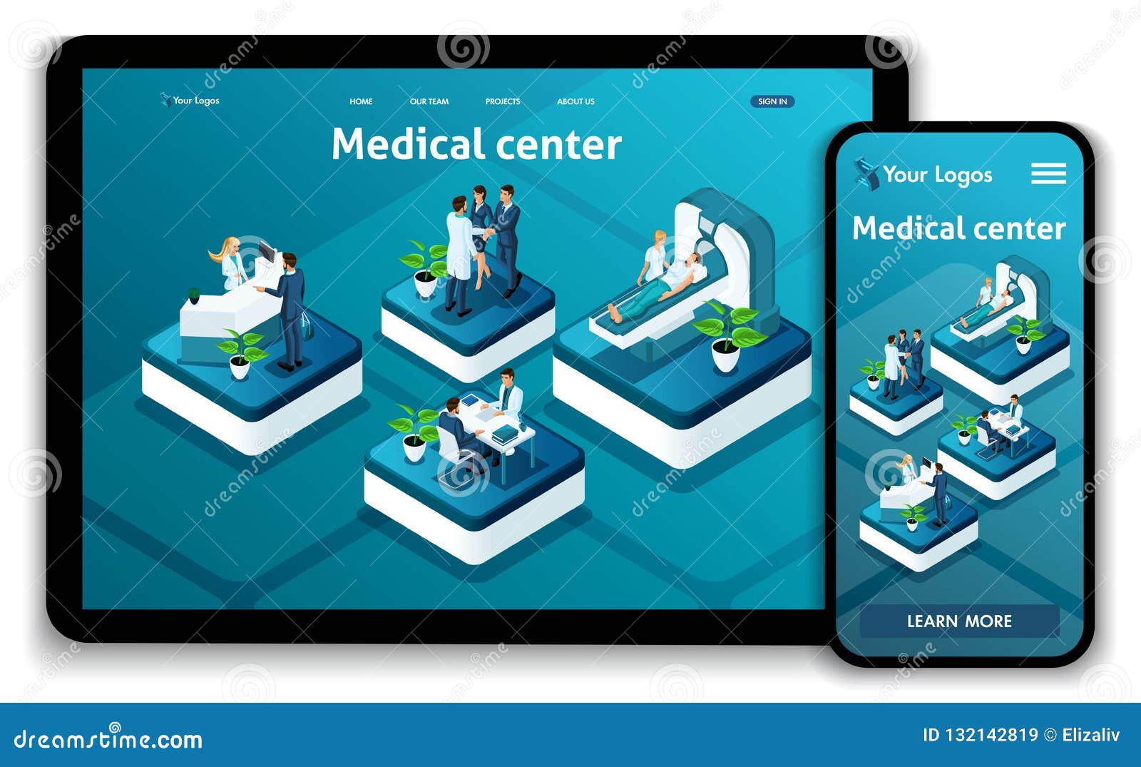 Template Website Isometric Landing Page Concept Medical Center.Doctor ... Template Website Isometric Landing Page Concept Medical Center.Doctor ...