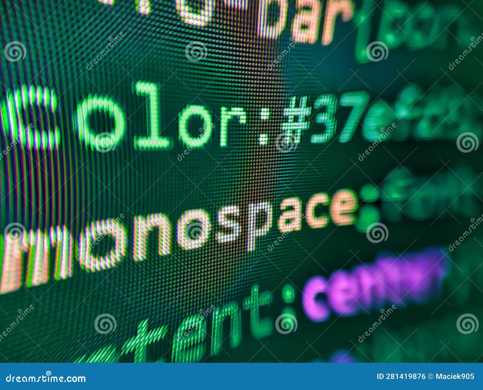 Template Of Website Selective Focus Developer Display With Source Code Programming Code