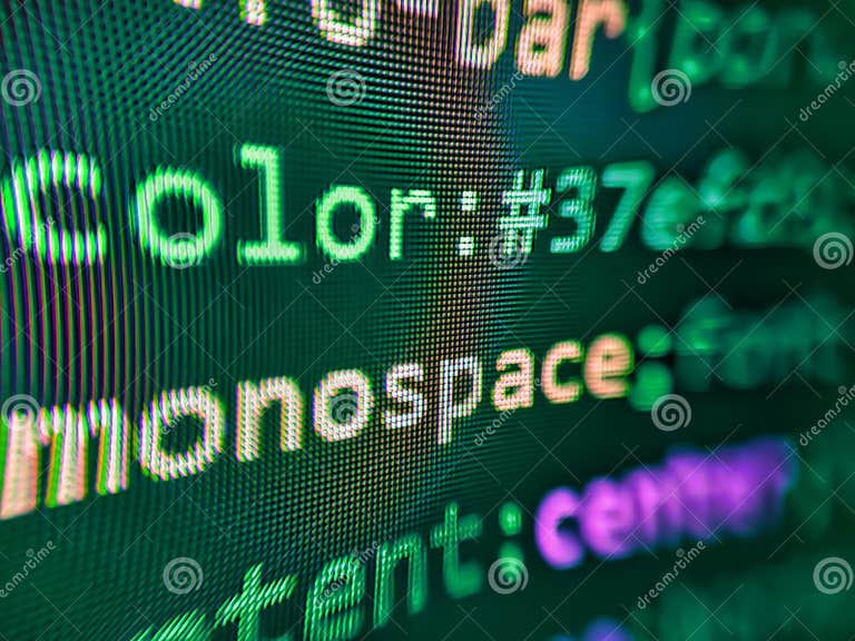 Template Of Website Selective Focus Developer Display With Source Code Programming Code