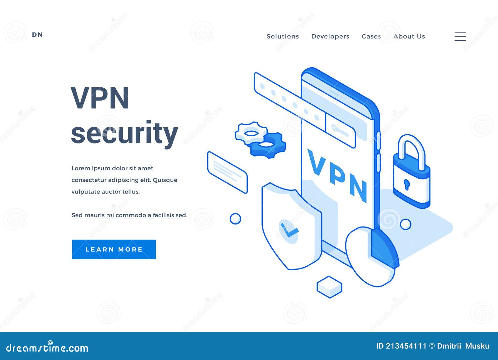 Template of Website with VPN Security Information Stock Vector ...