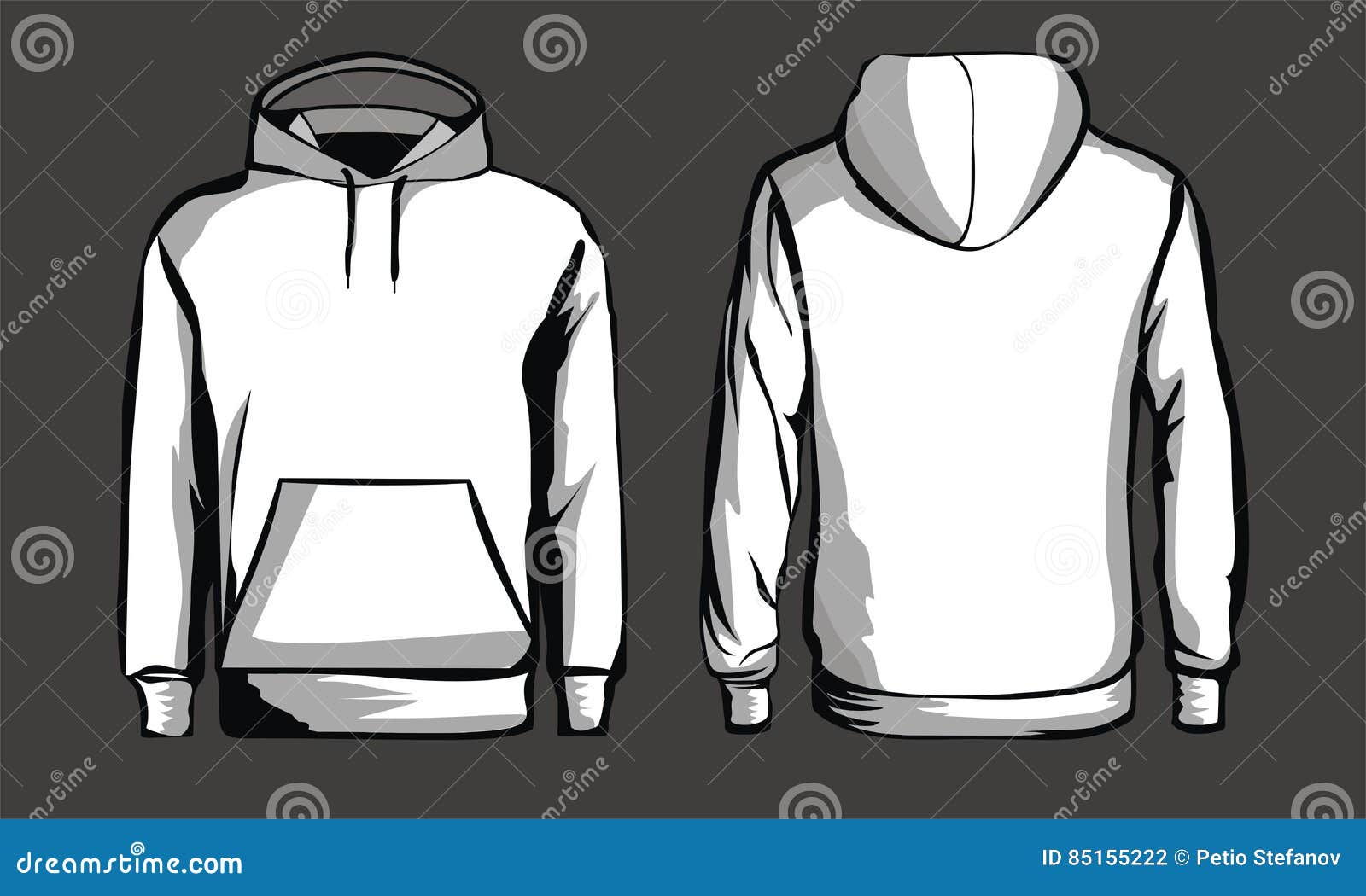 White Men`s Sweatshirt Template With Sample Text Front And Back View ...