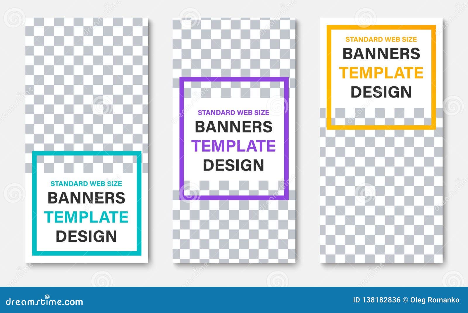 Template of White Vertical Web Banners with Place for Photo and Color ...