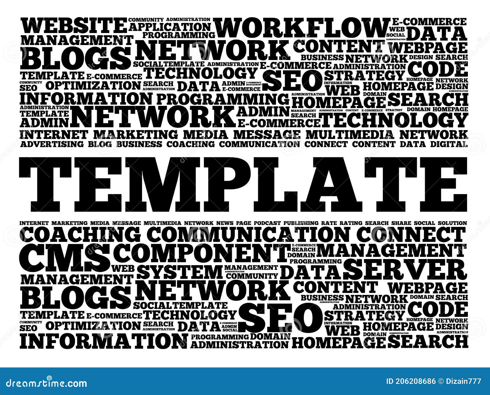 TEMPLATE word cloud stock illustration. Illustration of network - 206208686