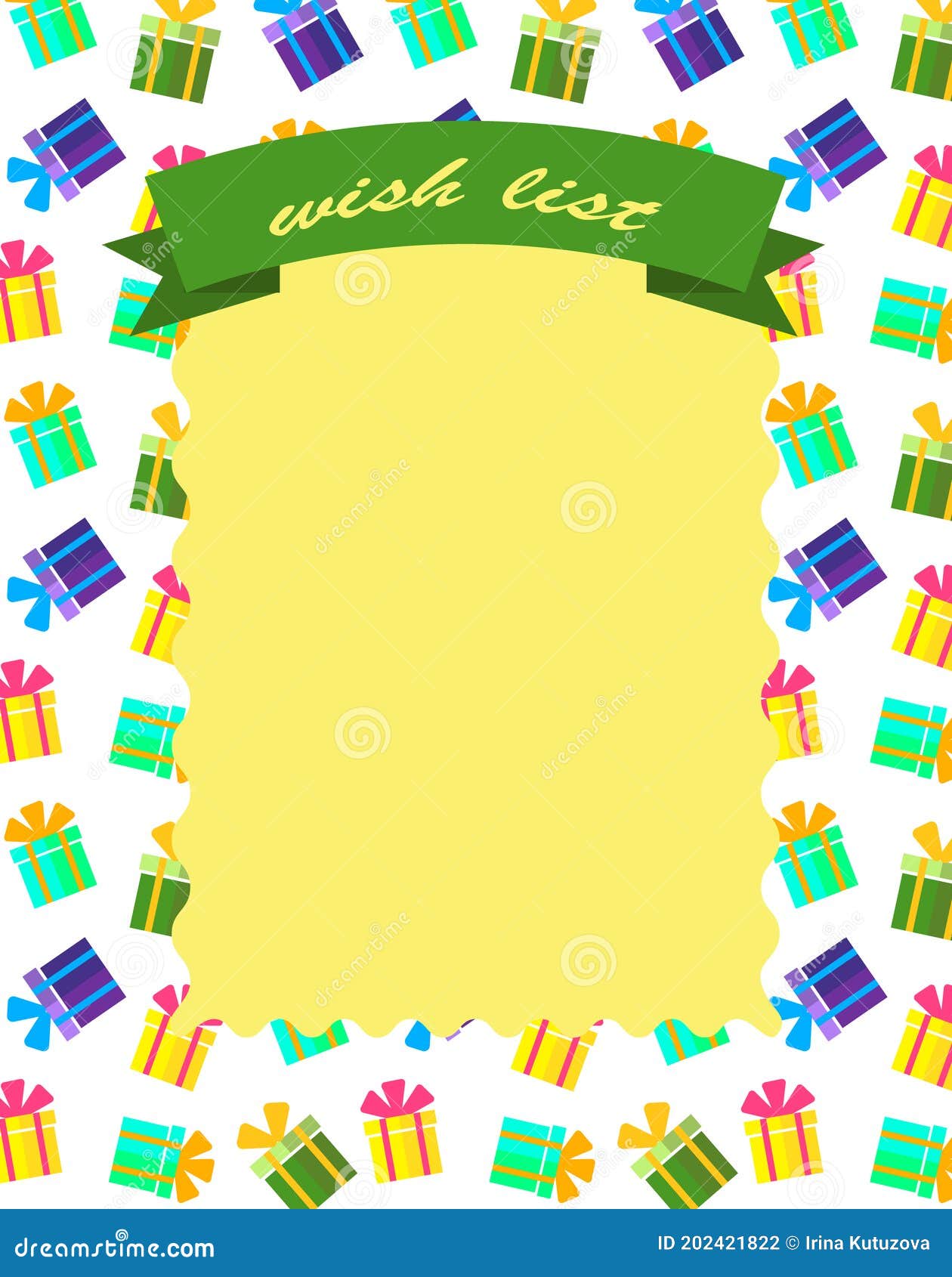 Template for Writing Wishlist. Vector Background. Stock Illustration ...