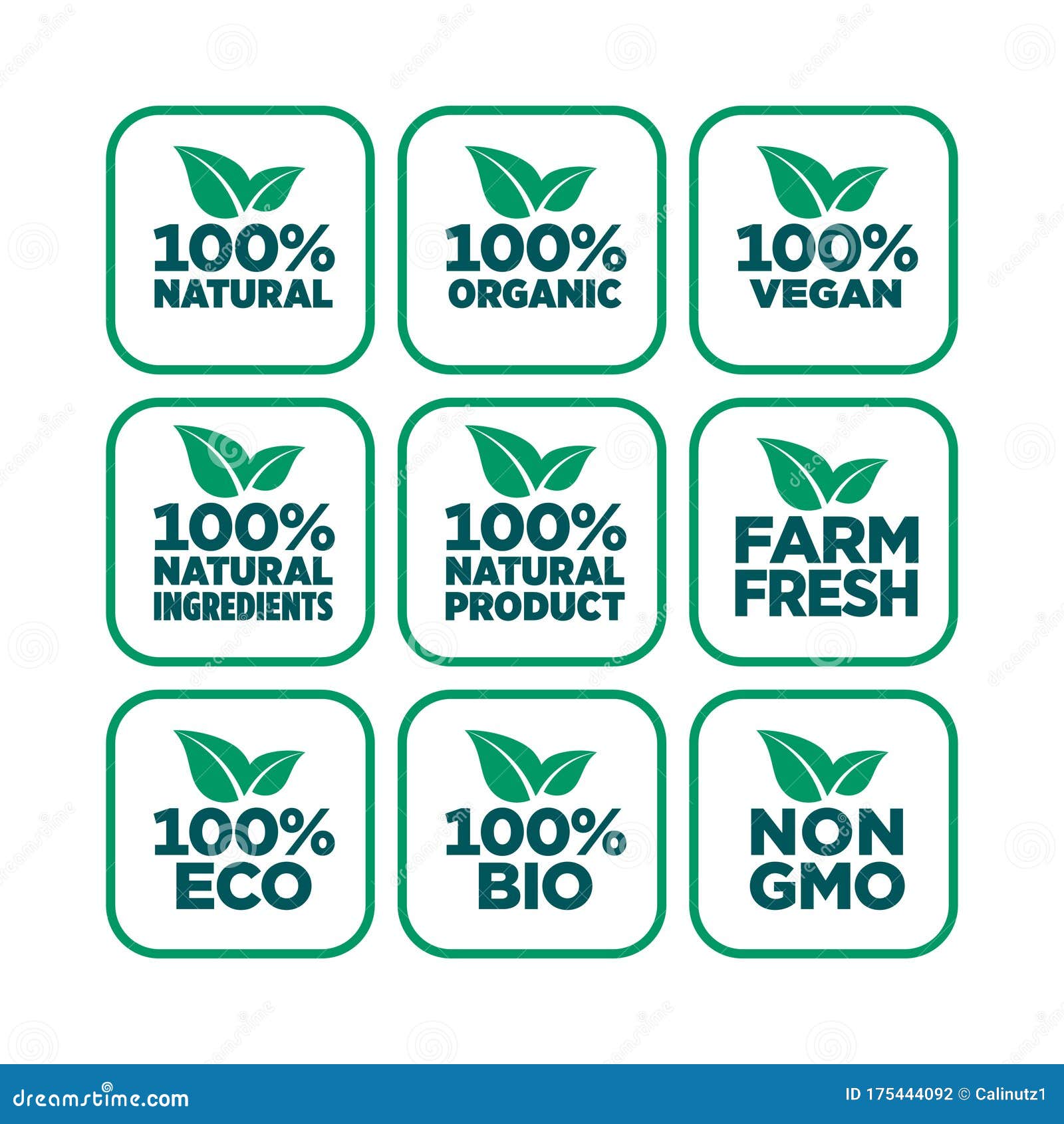 100 Natural Healthy Products Icon Set Stock Vector - Illustration of ...