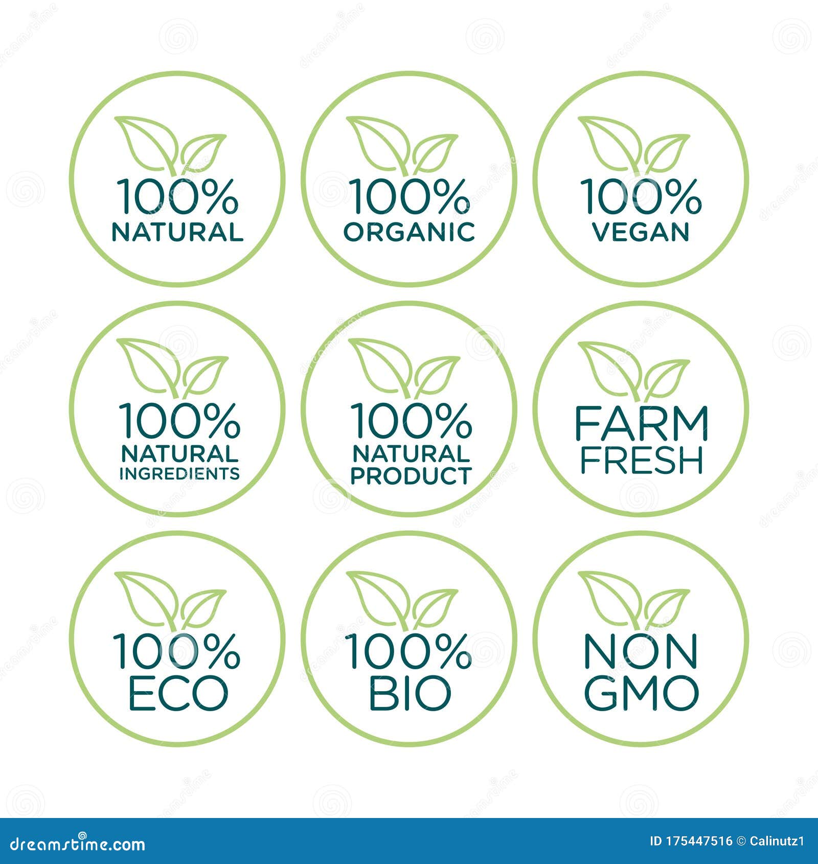 100 Natural Healthy Products Icon Set Stock Vector - Illustration of ...