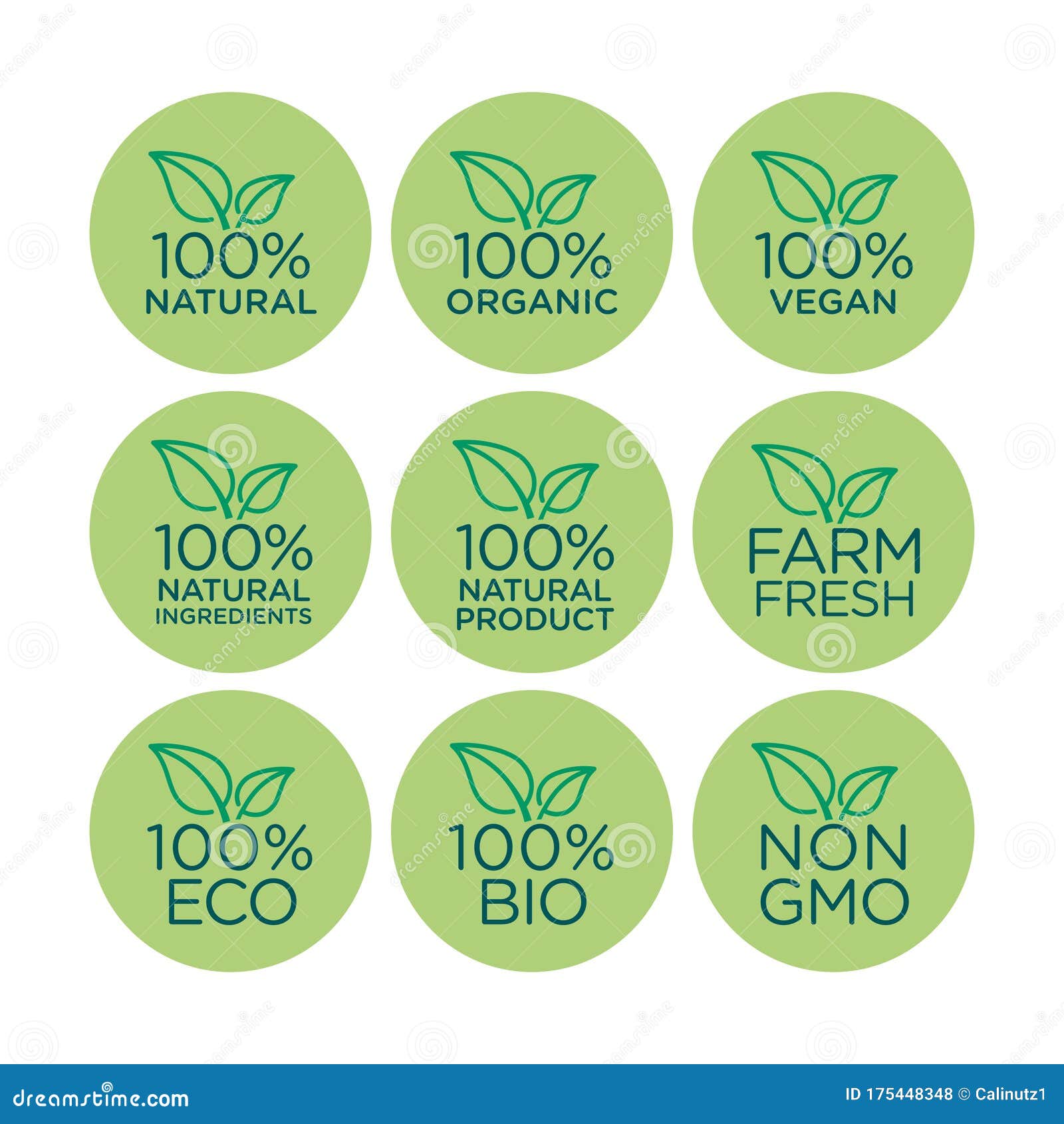 100 Natural Healthy Products Icon Set Stock Vector - Illustration of ...