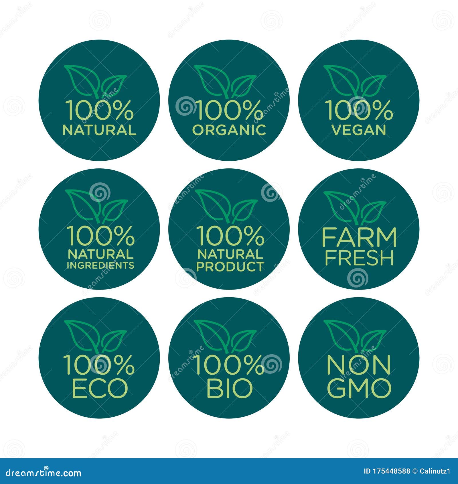 100 Natural Healthy Products Icon Set Stock Vector - Illustration of ...