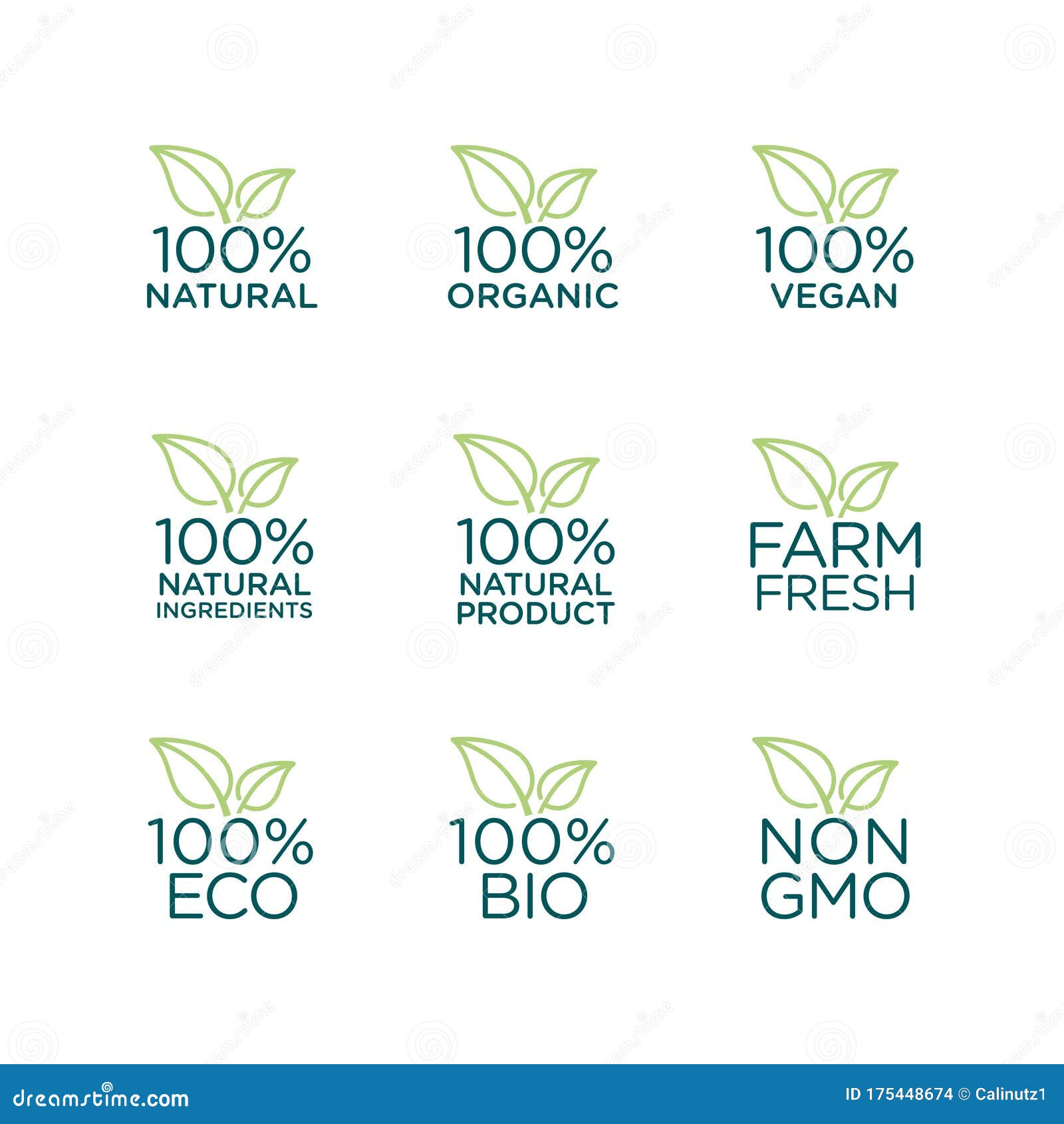 100 Natural Healthy Products Icon Set Stock Vector - Illustration of ...