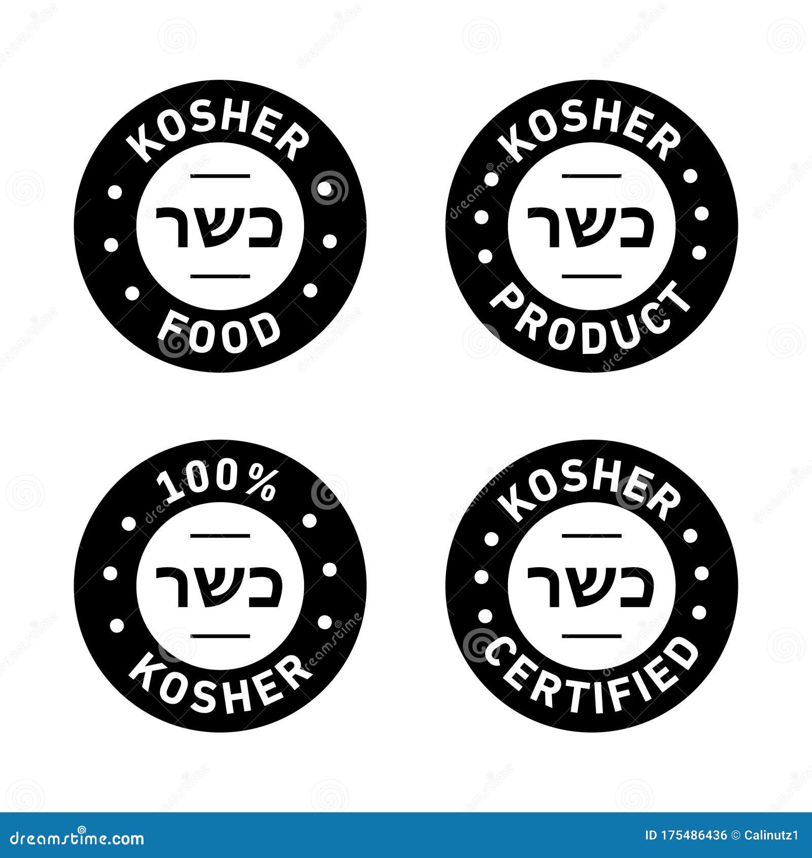 Kosher Food Appoved Icon Set Stock Vector - Illustration of flat, badge ...