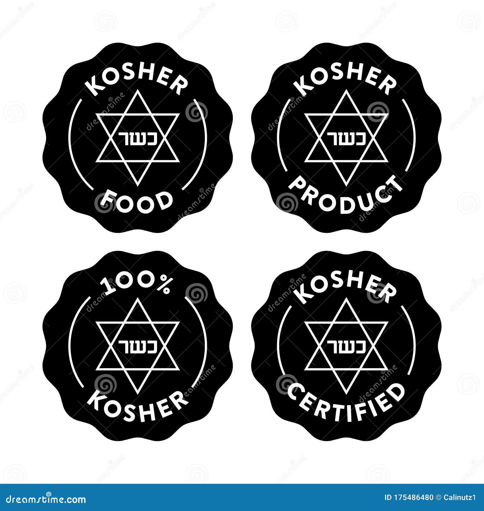Kosher Food Appoved Icon Set Stock Vector - Illustration of diet ...