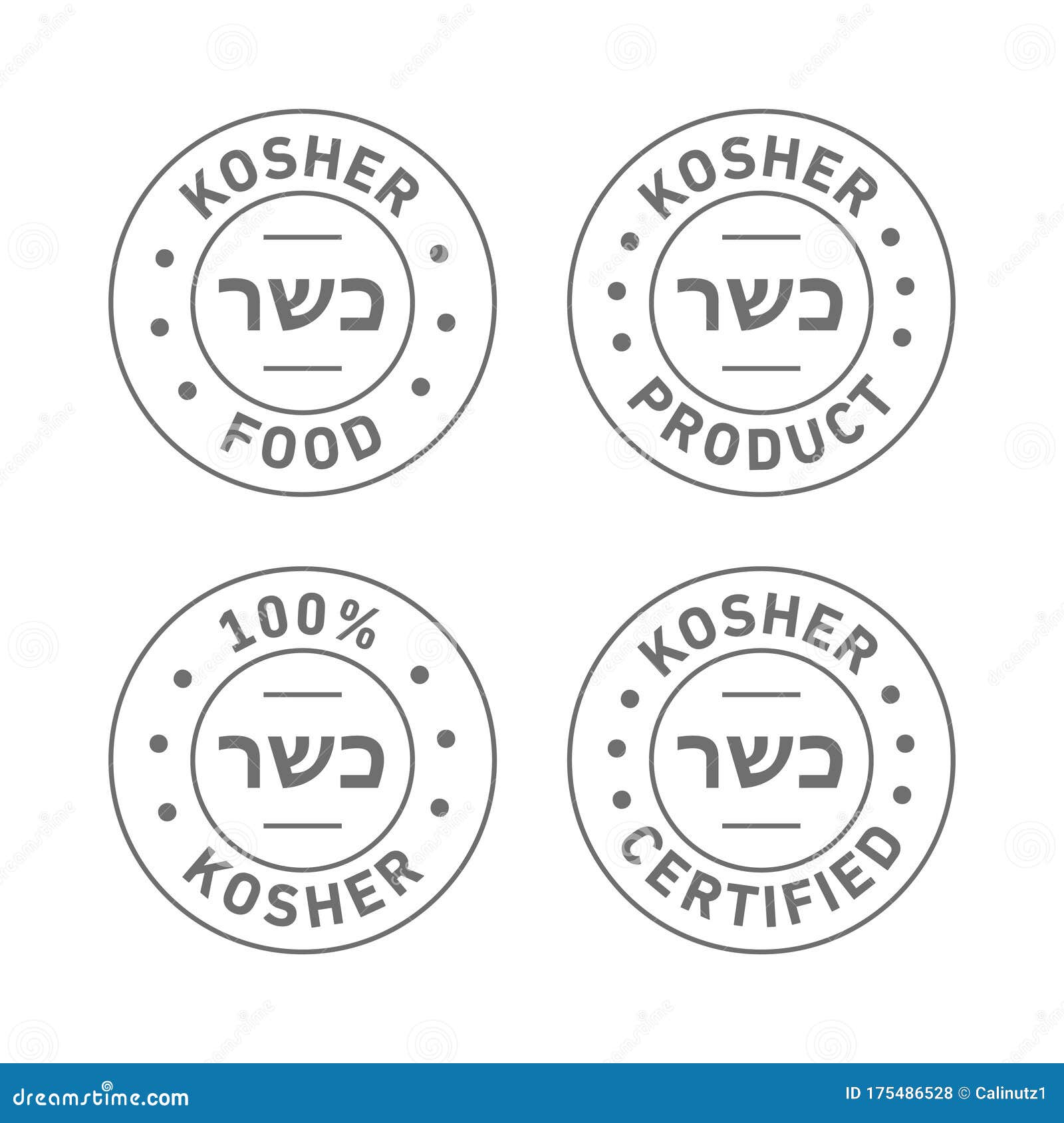 Kosher Food Appoved Icon Set Stock Vector - Illustration of circle ...